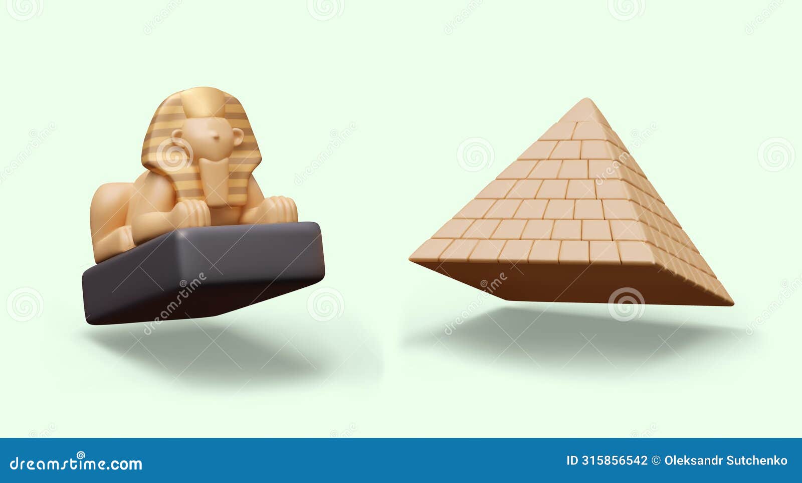 Sphinx And Pyramid Famous Landmark Of Egypt,cartoon Version Vector ...