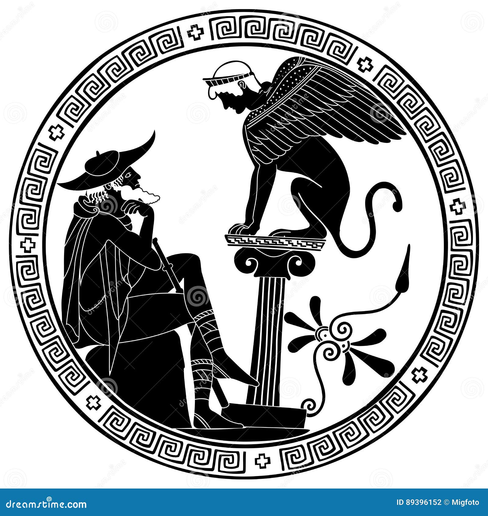 Oedipus And The Sphinx Riddle. Greek Mythology Tale Royalty-Free ...