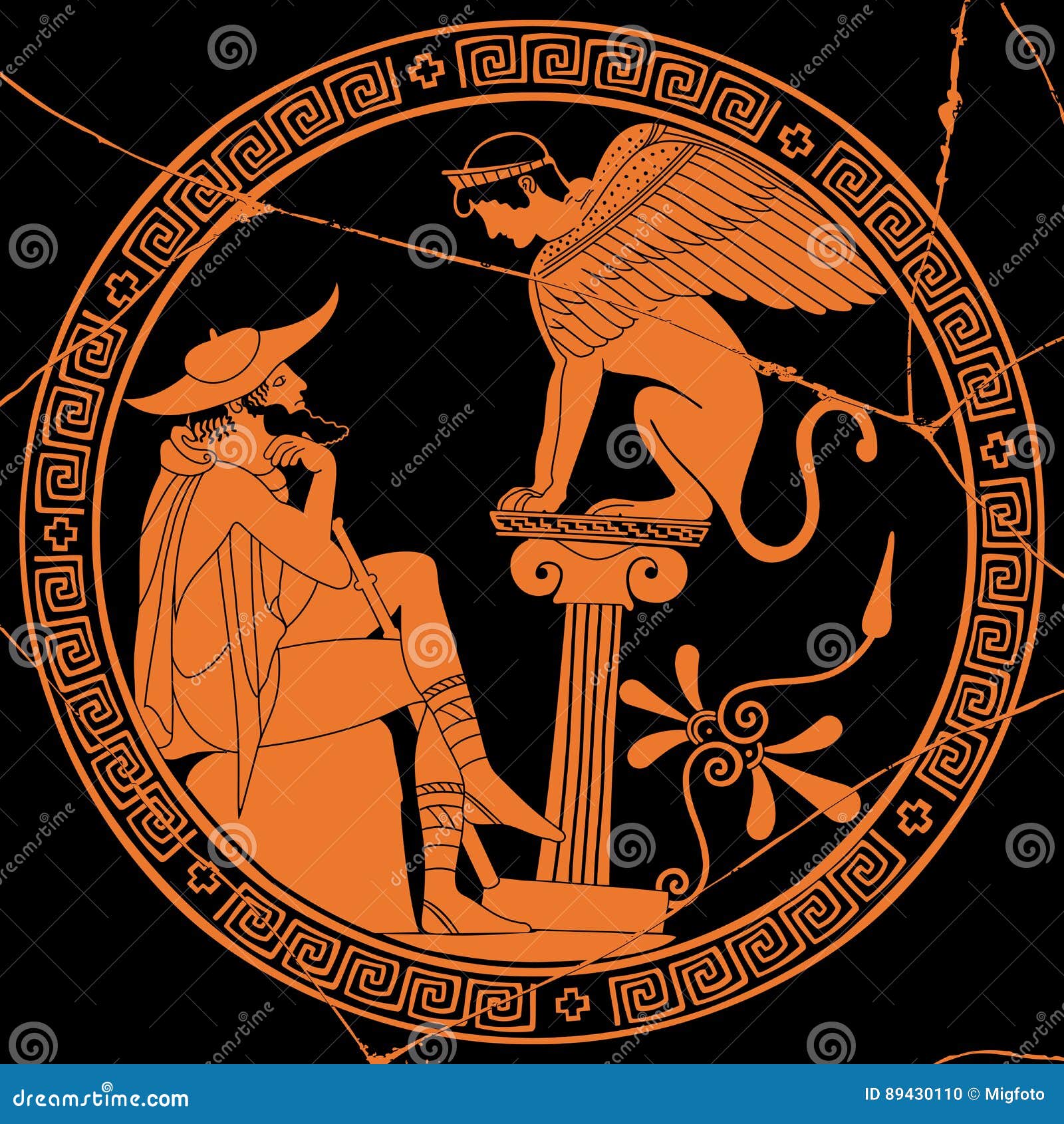 Oedipus And The Sphinx Riddle. Greek Mythology Tale Royalty-Free ...