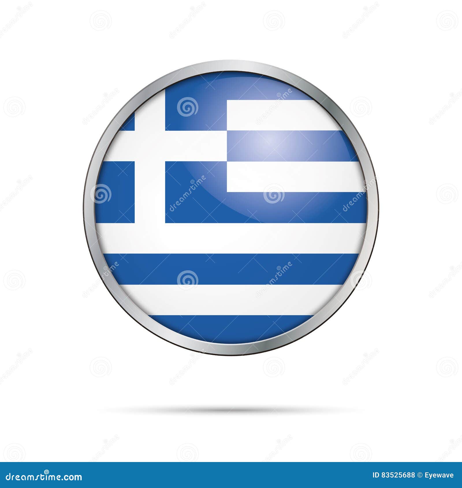 Vector Greek Flag Button. Greece Flag in Glass Button Style. Stock ...