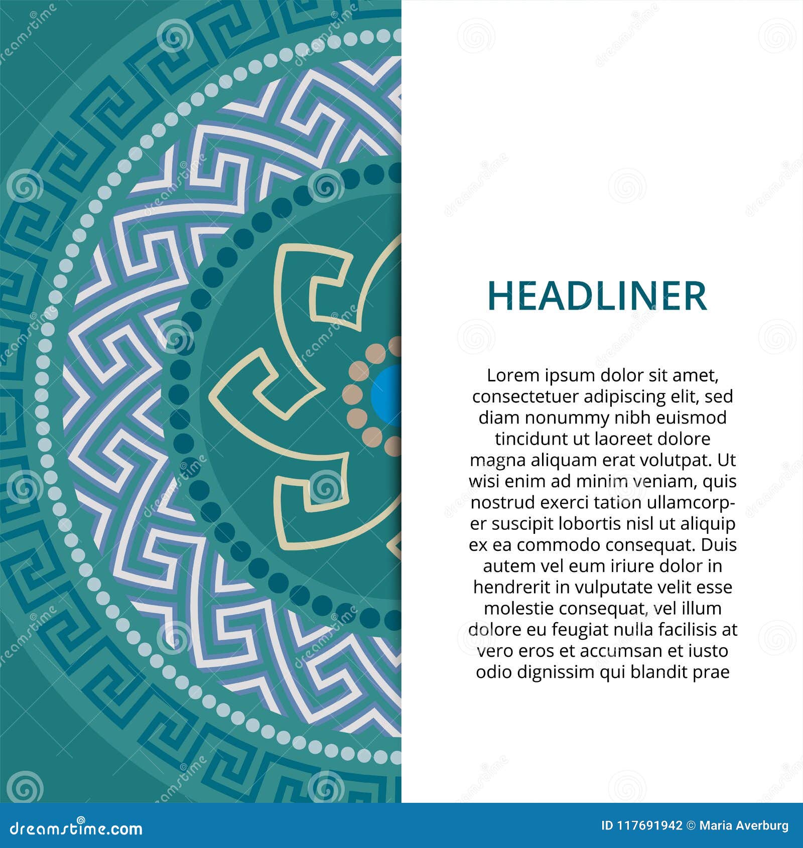 Vector Greek Style Background. Circular Ornament. Blue Pattern on a ...