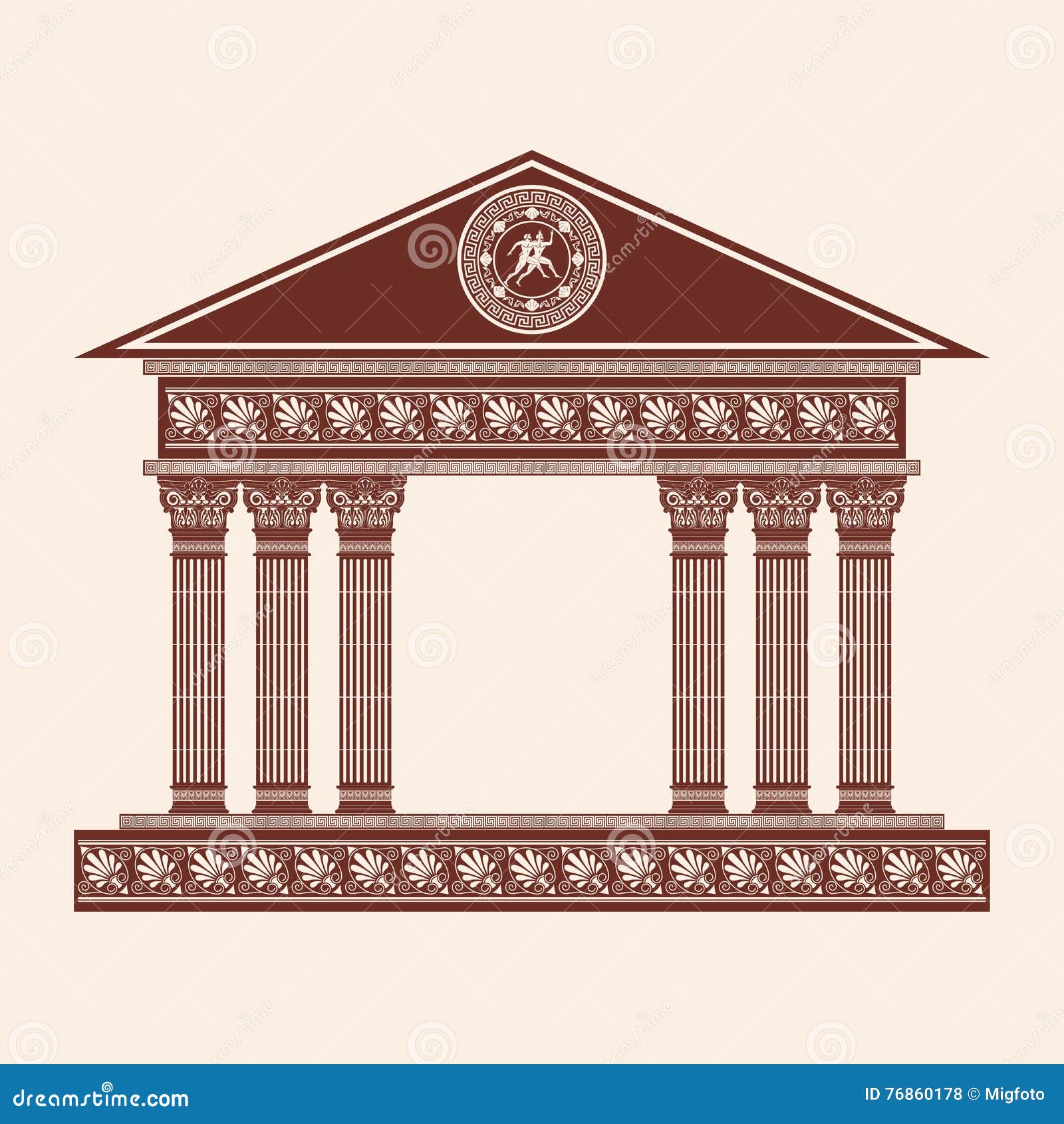 Vector Greek temple. stock vector. Illustration of line - 76860178