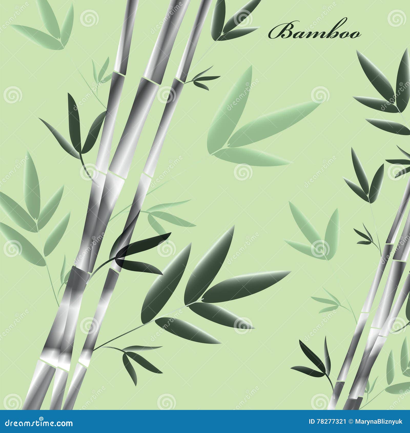 Vector Green Background with Bamboo Stock Vector - Illustration of ...