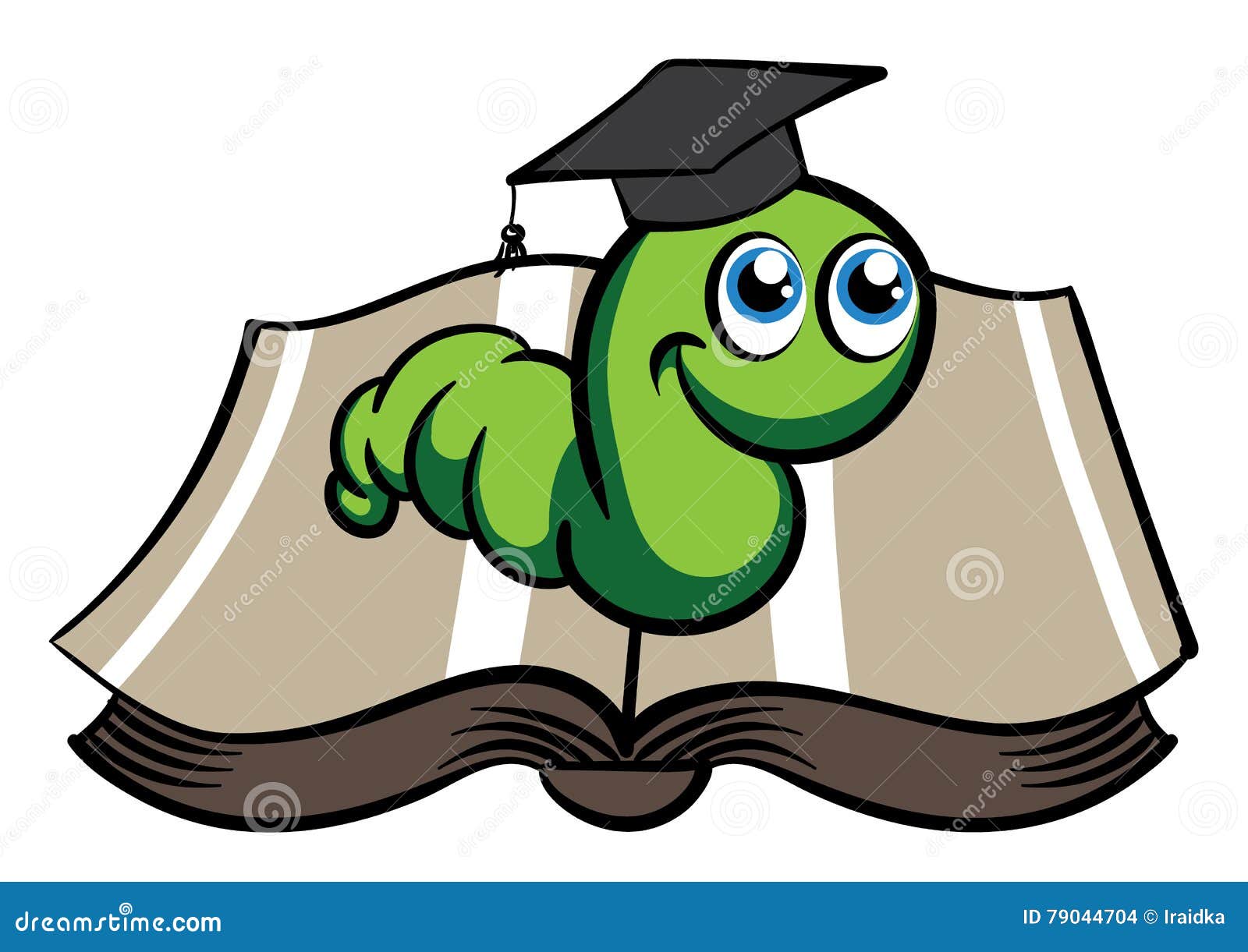 Vector Green Bookworm in the Hat Stock Vector - Illustration of book ...