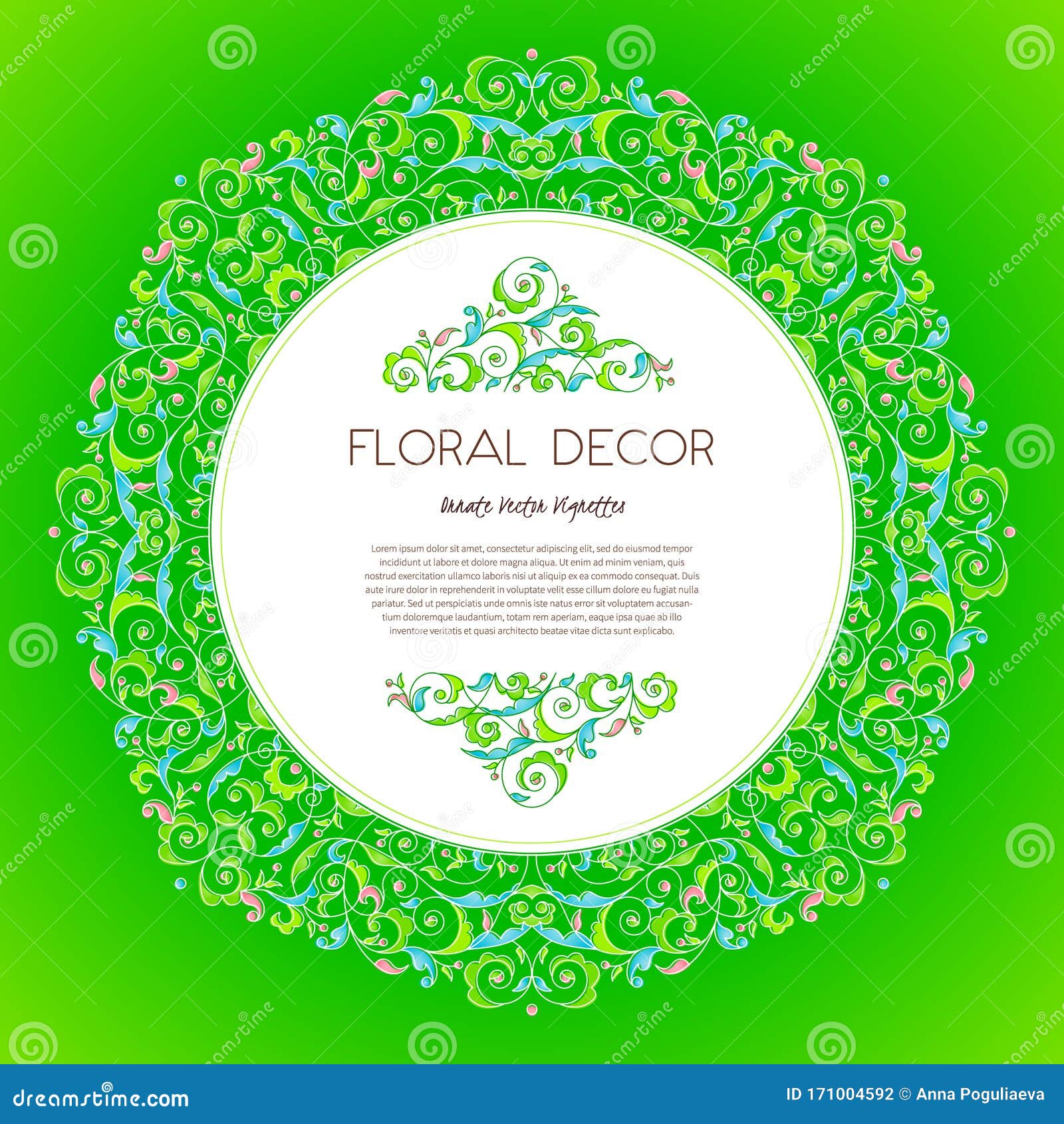 Vector Green Border, Frame. Spring Leaves, Flowers Background Stock ...