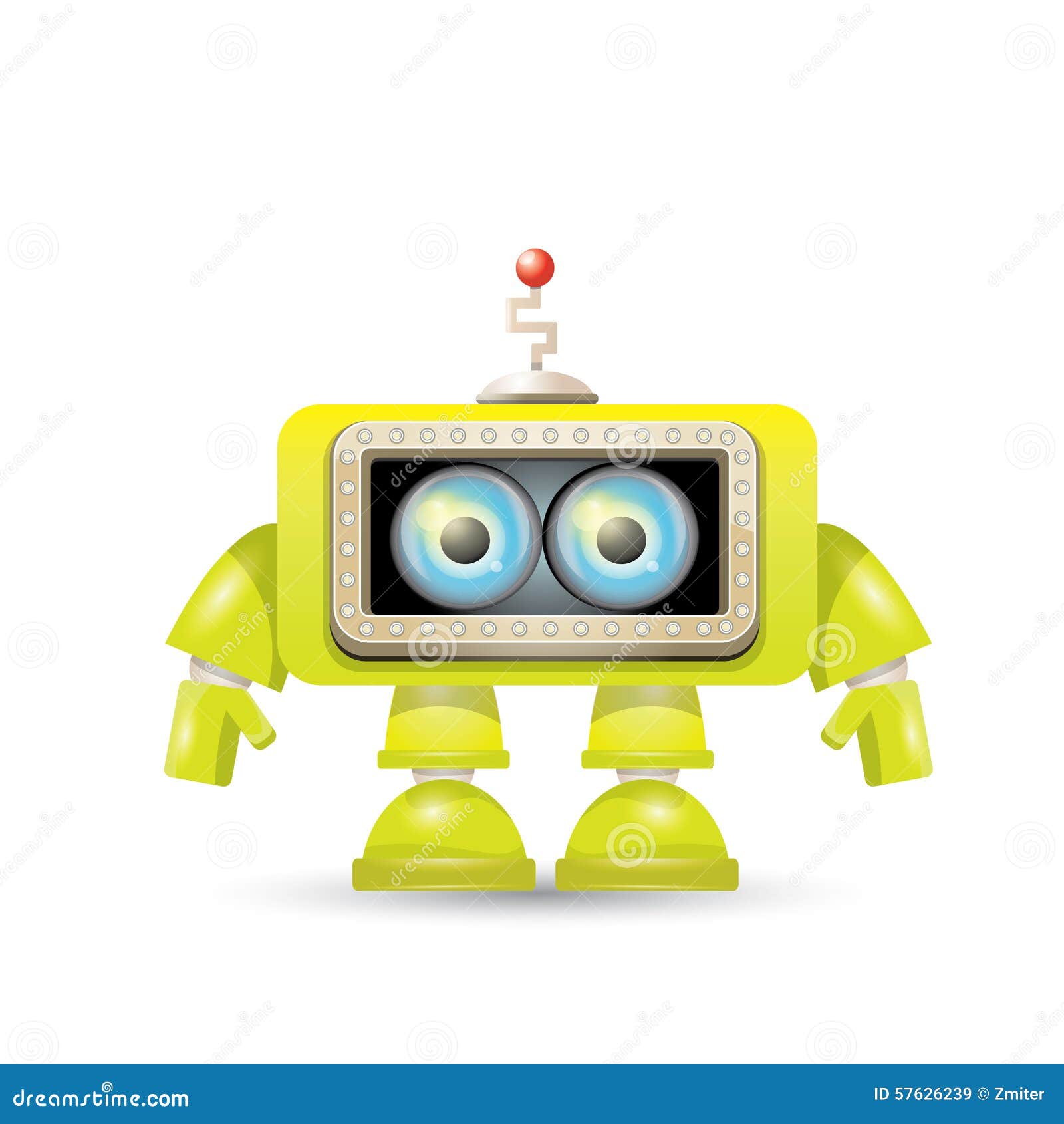 Vector Green Cartoon Robot on White Stock Vector - Illustration of ...