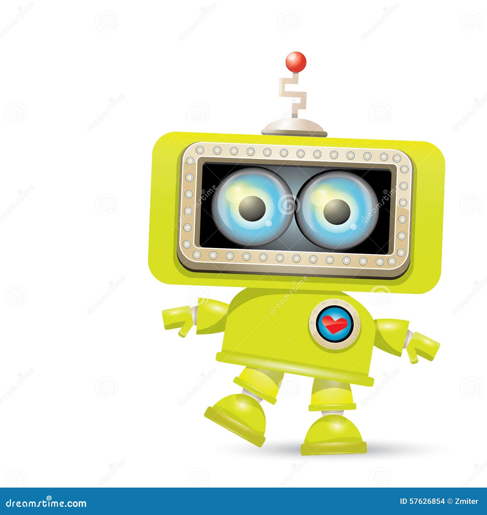 Vector Green Cartoon Robot on White Stock Vector - Illustration of icon ...