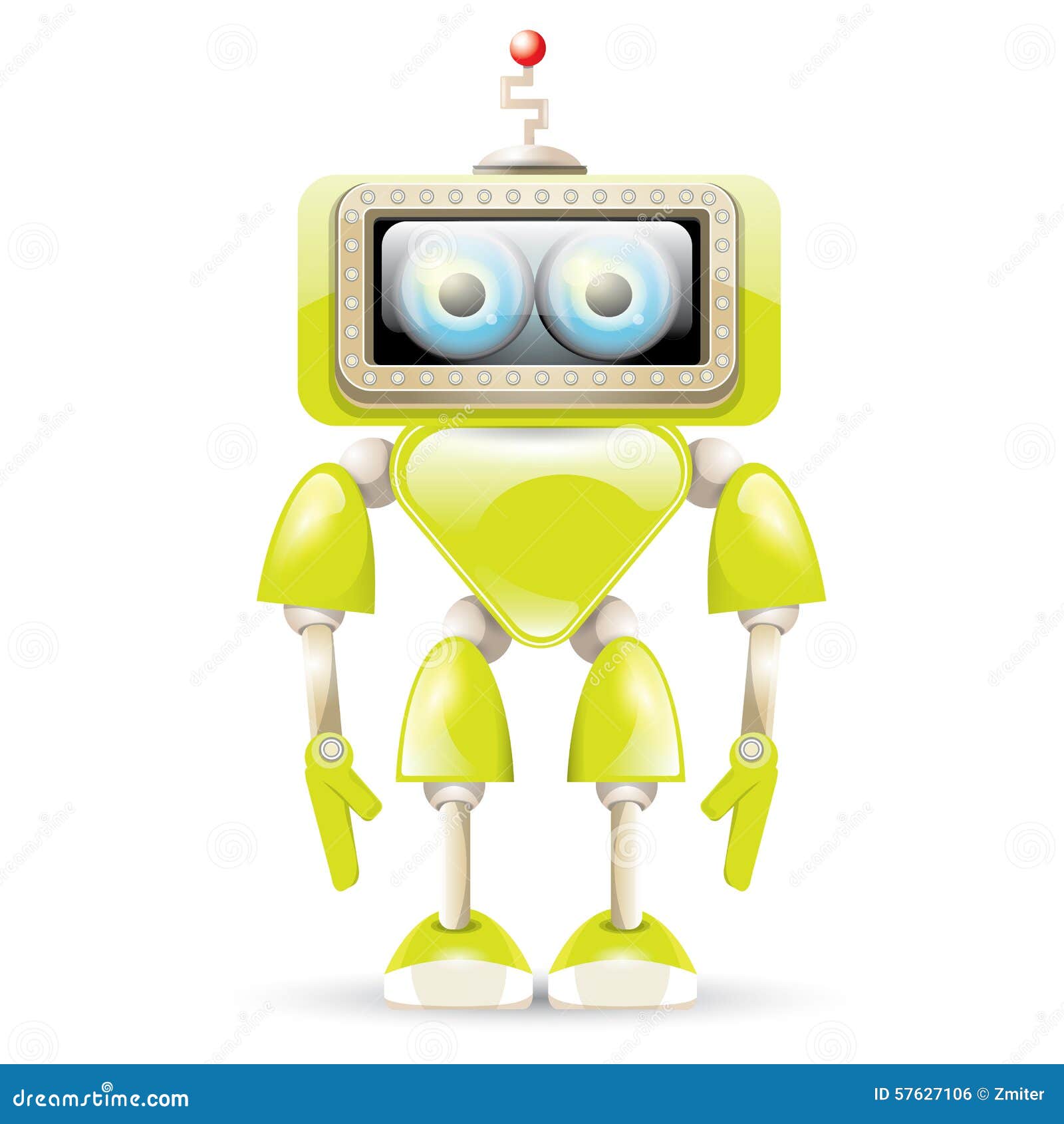 Vector Green Cartoon Robot on White Stock Vector - Illustration of kids ...