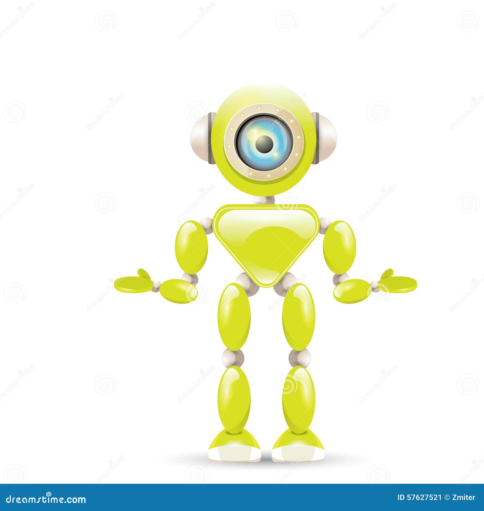 Vector Green Cartoon Robot on White Stock Vector - Illustration of ...