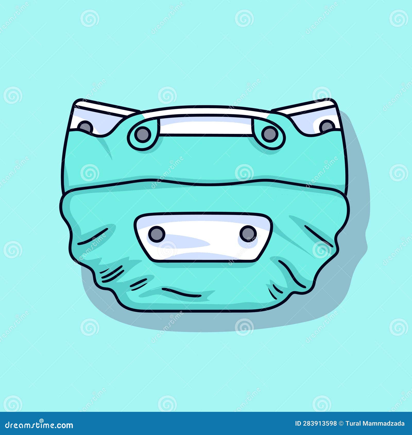 Vector of a Green Cloth Diaper on a Blue Background Stock Vector ...