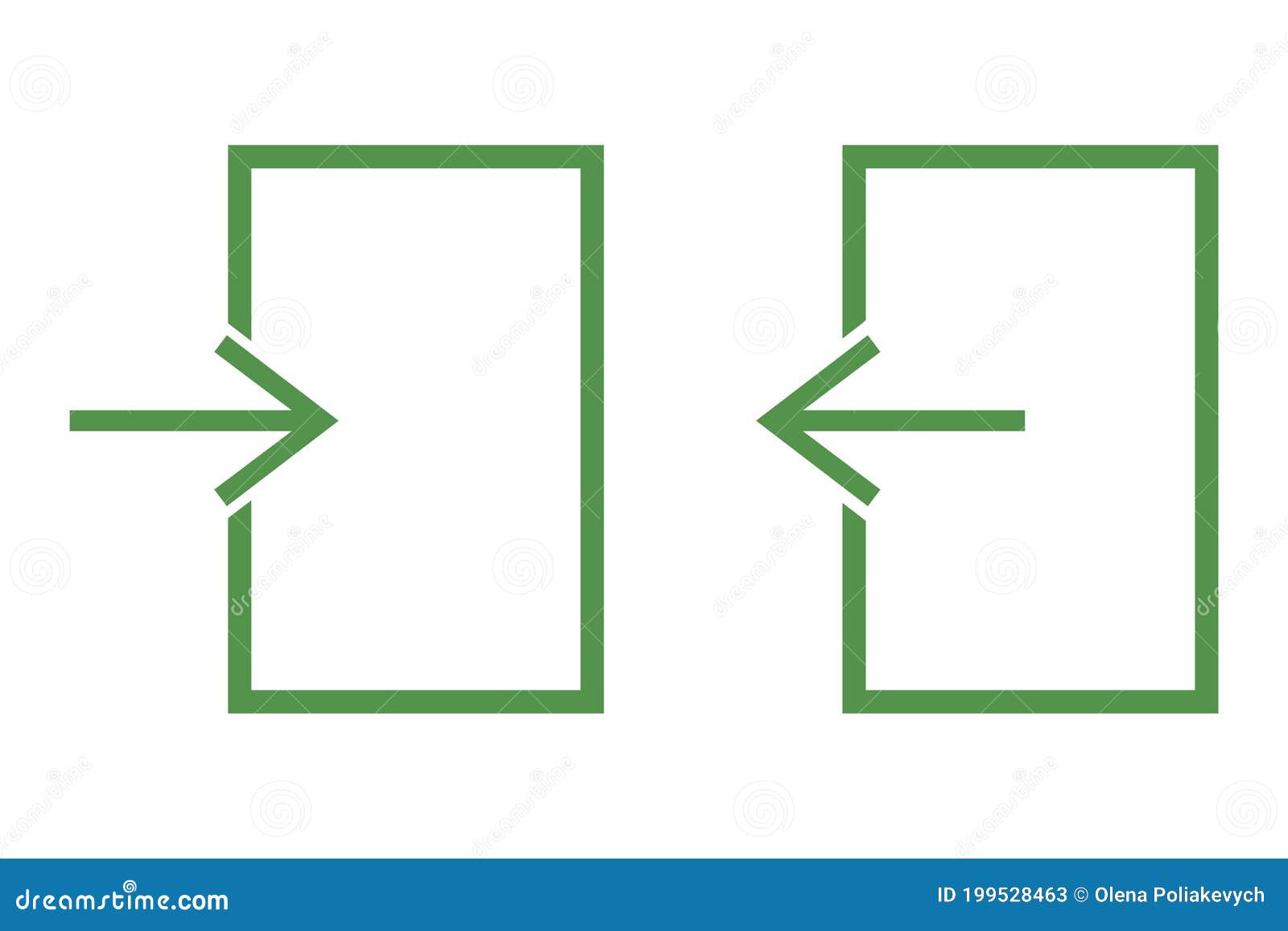 Vector Green Door Icon with Arrow. Entry and Exit Symbol. Linear ...