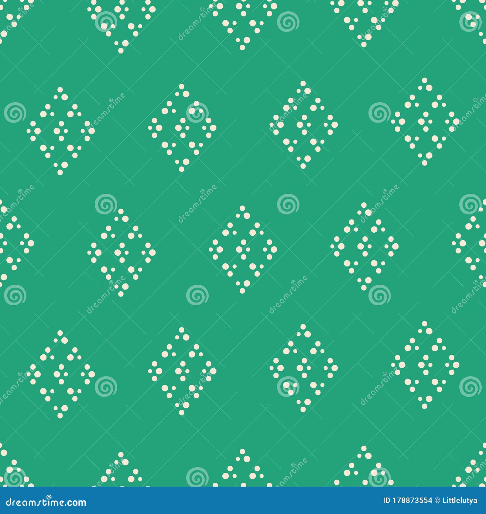 Vector Green Dotted Rhombus Seamless Pattern Background Stock Vector ...