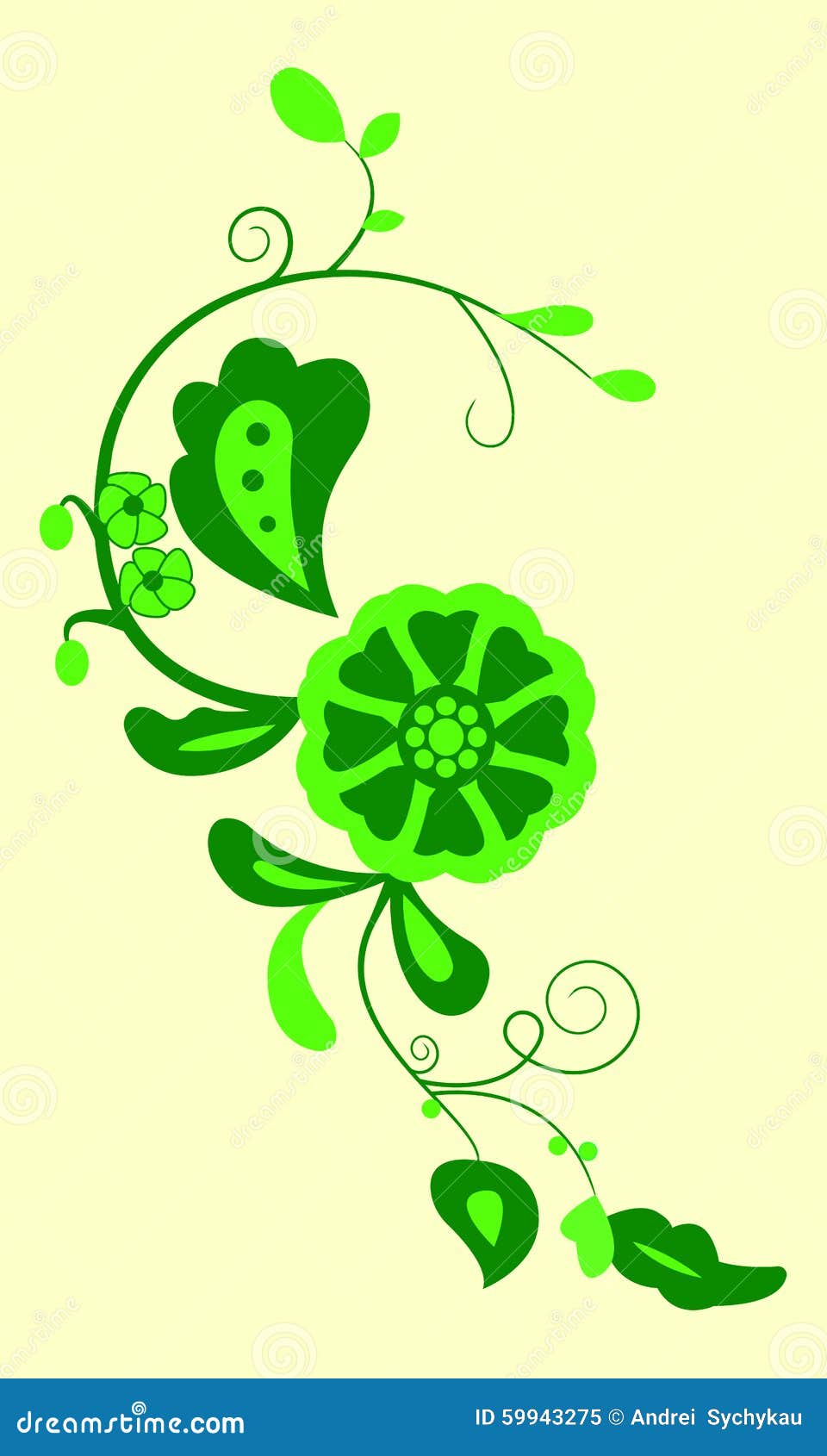 Vector Green Floral Design. Stock Vector - Illustration of decor, olive ...