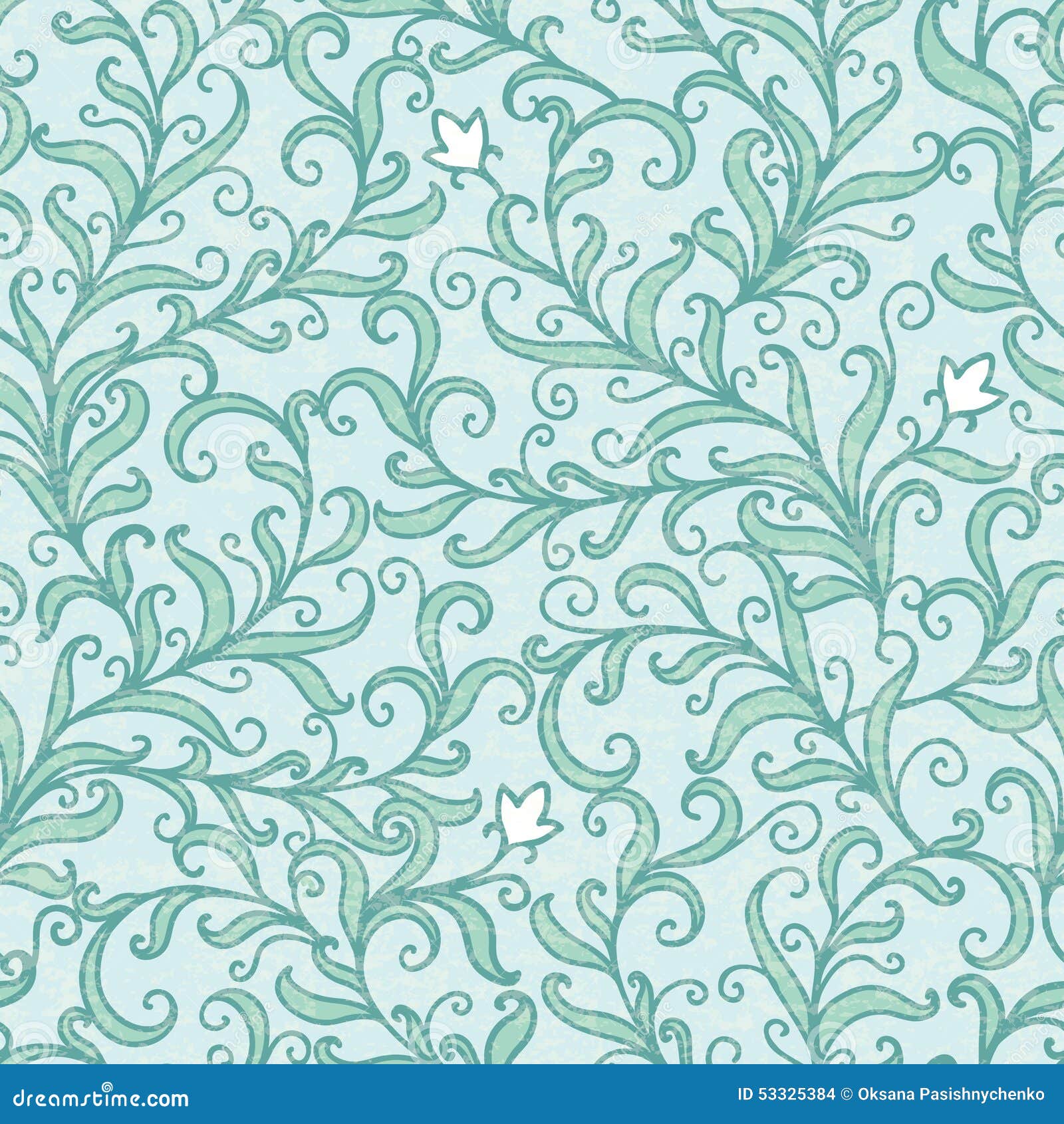 Vector Green Floral Swirls Seamless Pattern Stock Vector - Illustration ...
