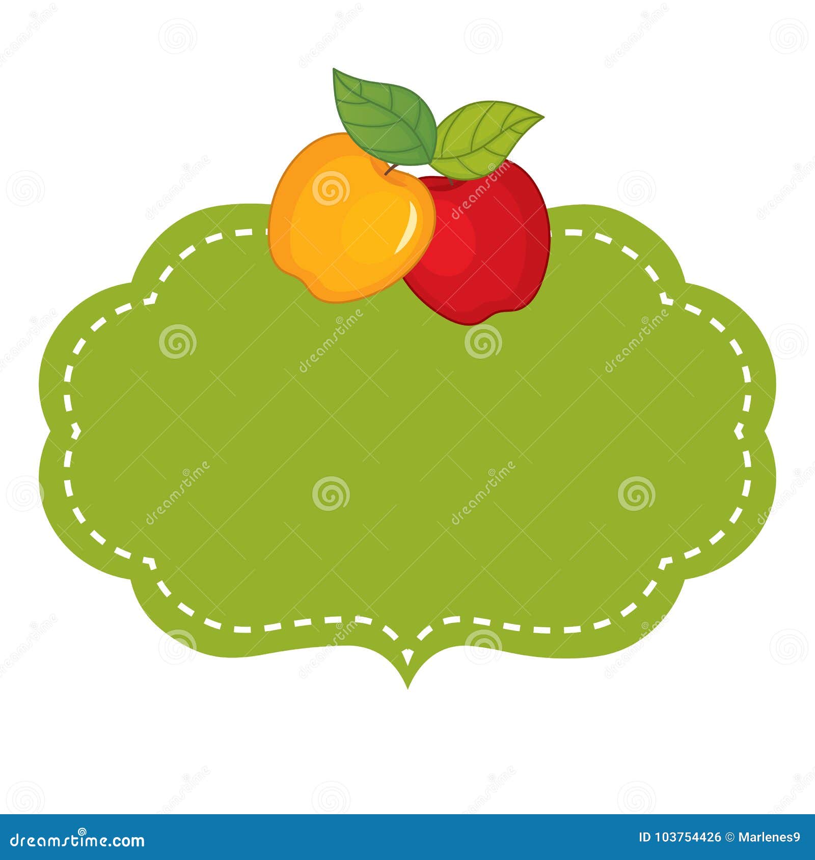 Vector Green Frame with Apples Stock Vector - Illustration of digital ...