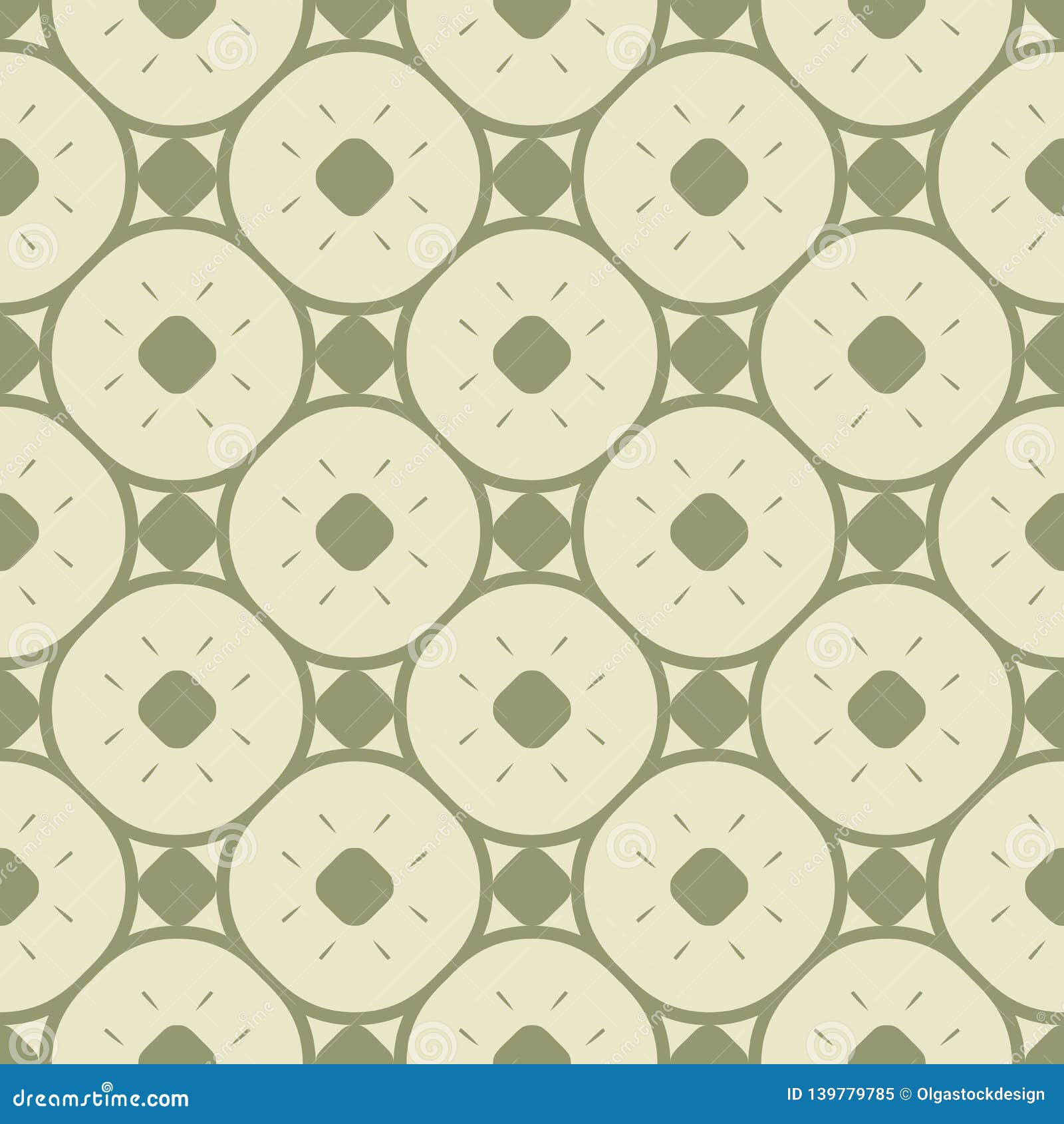 Vector Green Geometric Seamless Pattern with Circles, Rounded Grid ...