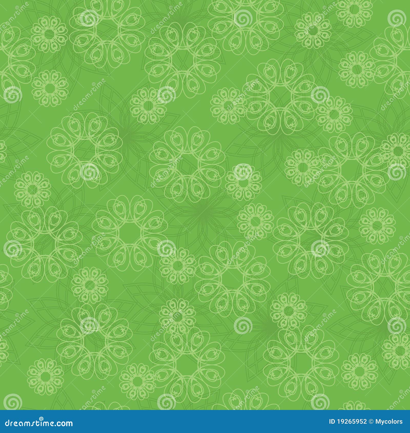 Vector Green Geometric Texture with Flowers Stock Vector - Illustration ...