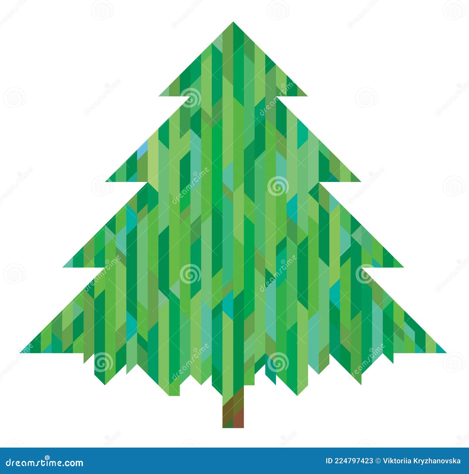 Vector Green Geometric Tree Isolated on White Stock Vector ...