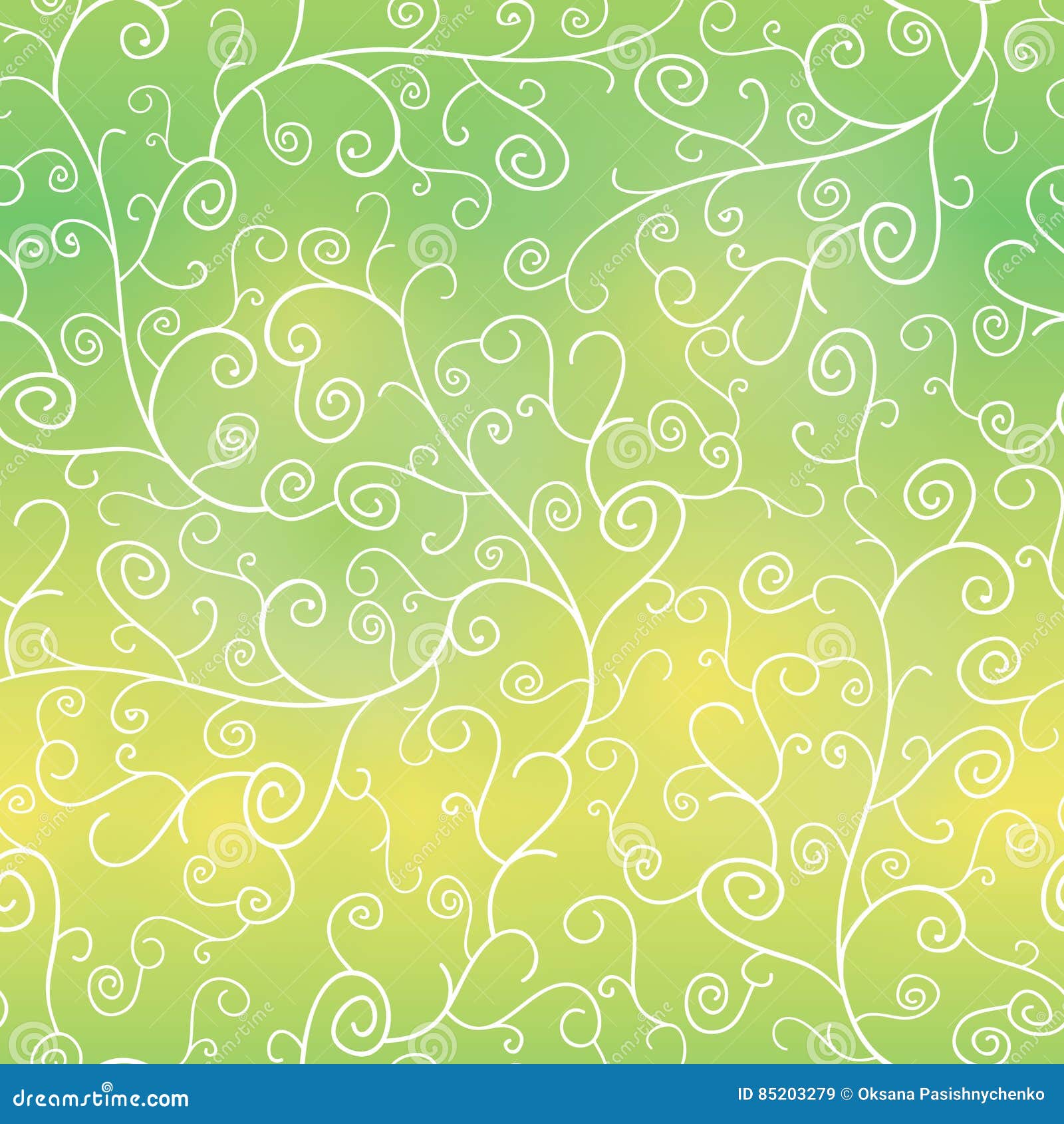 Vector Green Gradient Abstract Branches Swirls Seamless Pattern ...