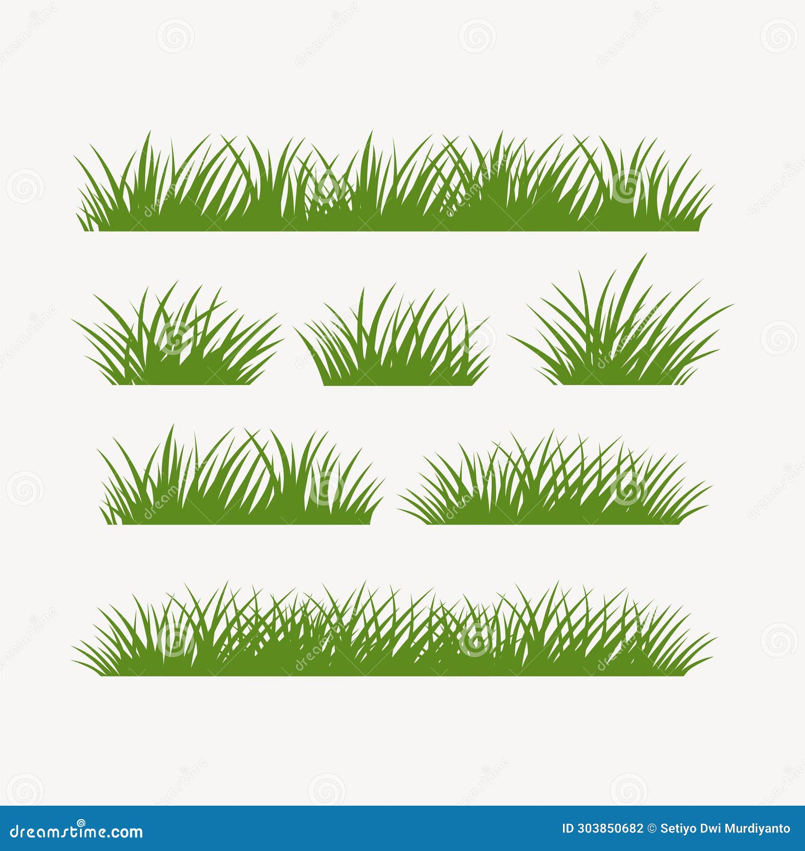 Vector Green Grass Borders Set on White Background Vector Stock Vector ...