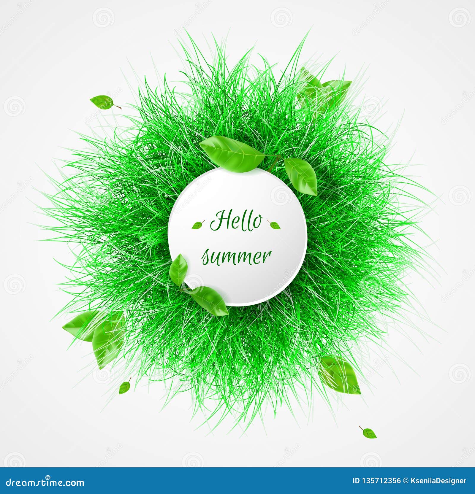 Vector Green Grass. Hello Summer Banner Stock Vector - Illustration of ...