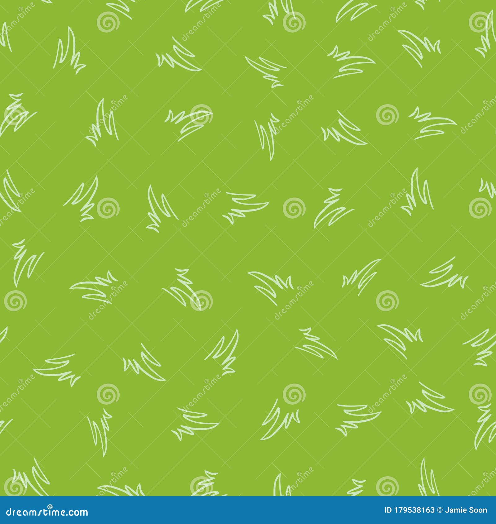 Vector Green Grass Simple Doodle Repeat Pattern. Suitable for Textile ...