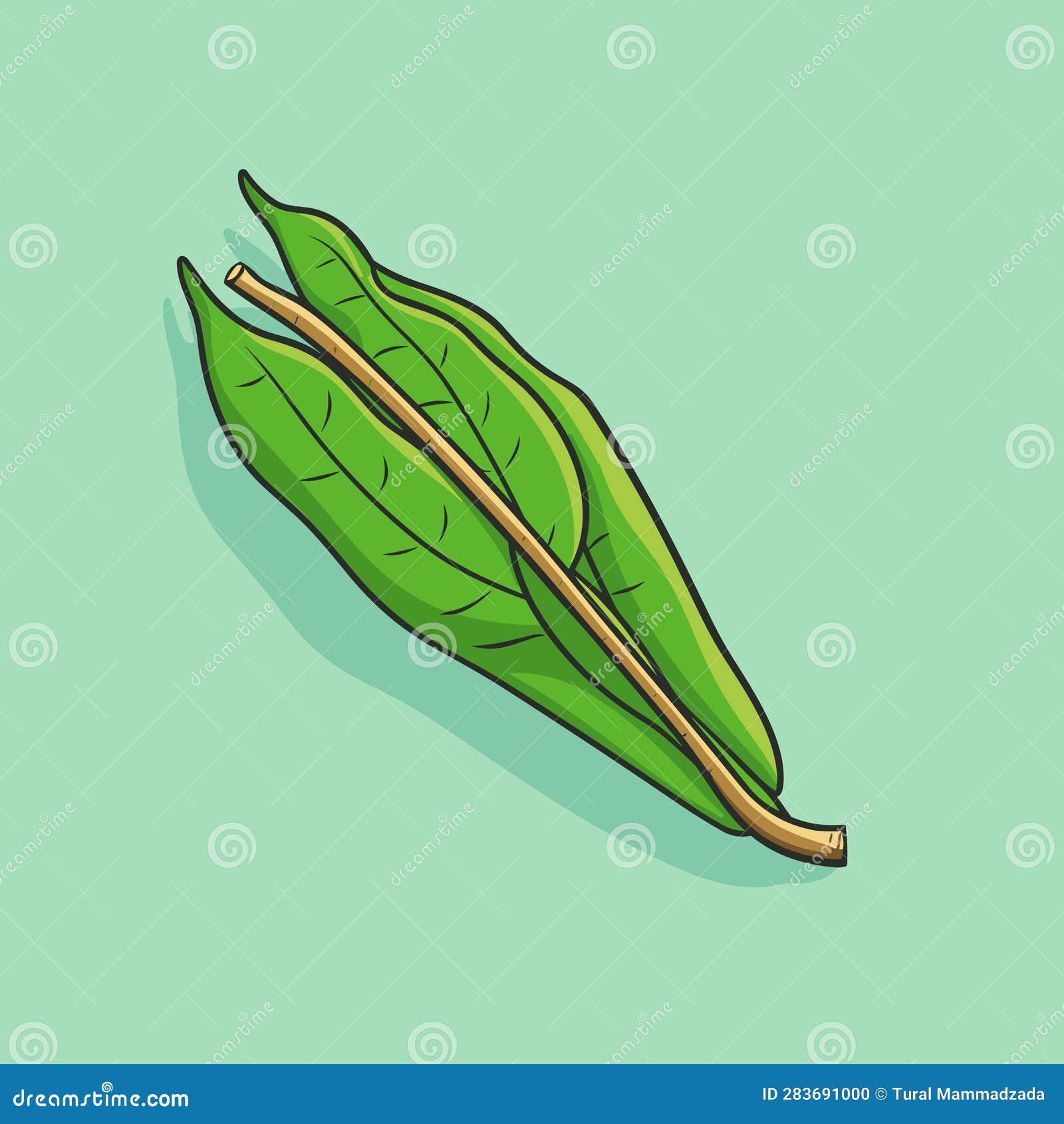 Vector of a Green Leaf with Sticks Sticking Out - Illustration or Icon ...