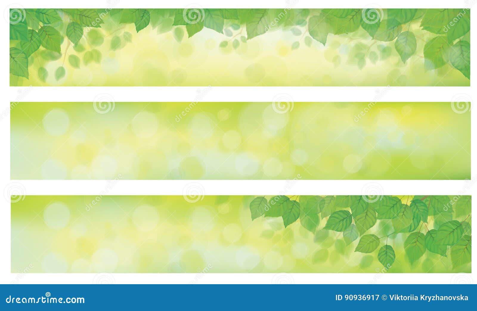 Vector Green Leaves Banners. Stock Vector - Illustration of blurred ...