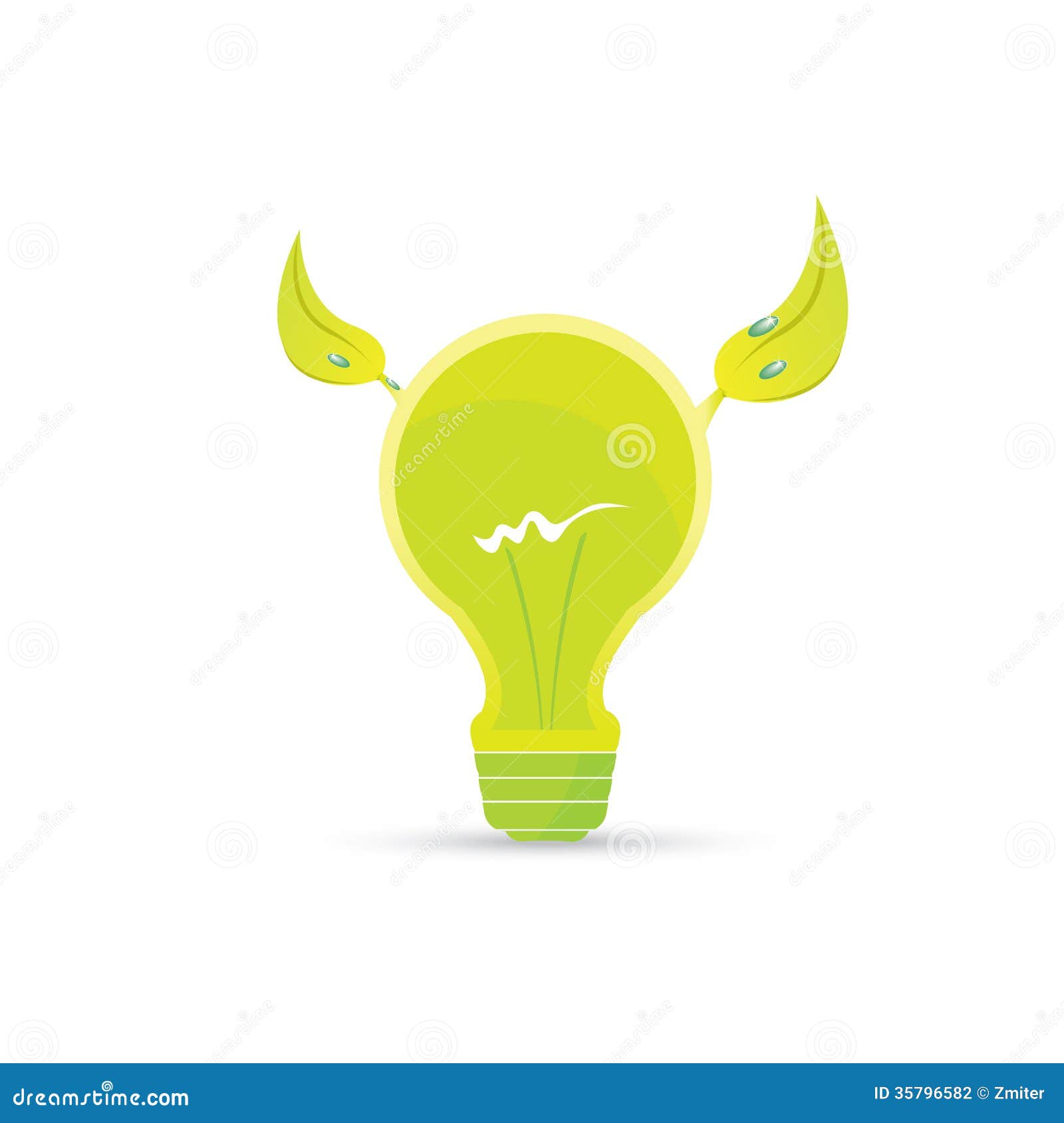 Vector Green Light Bulb with Leaf Stock Vector - Illustration of ...