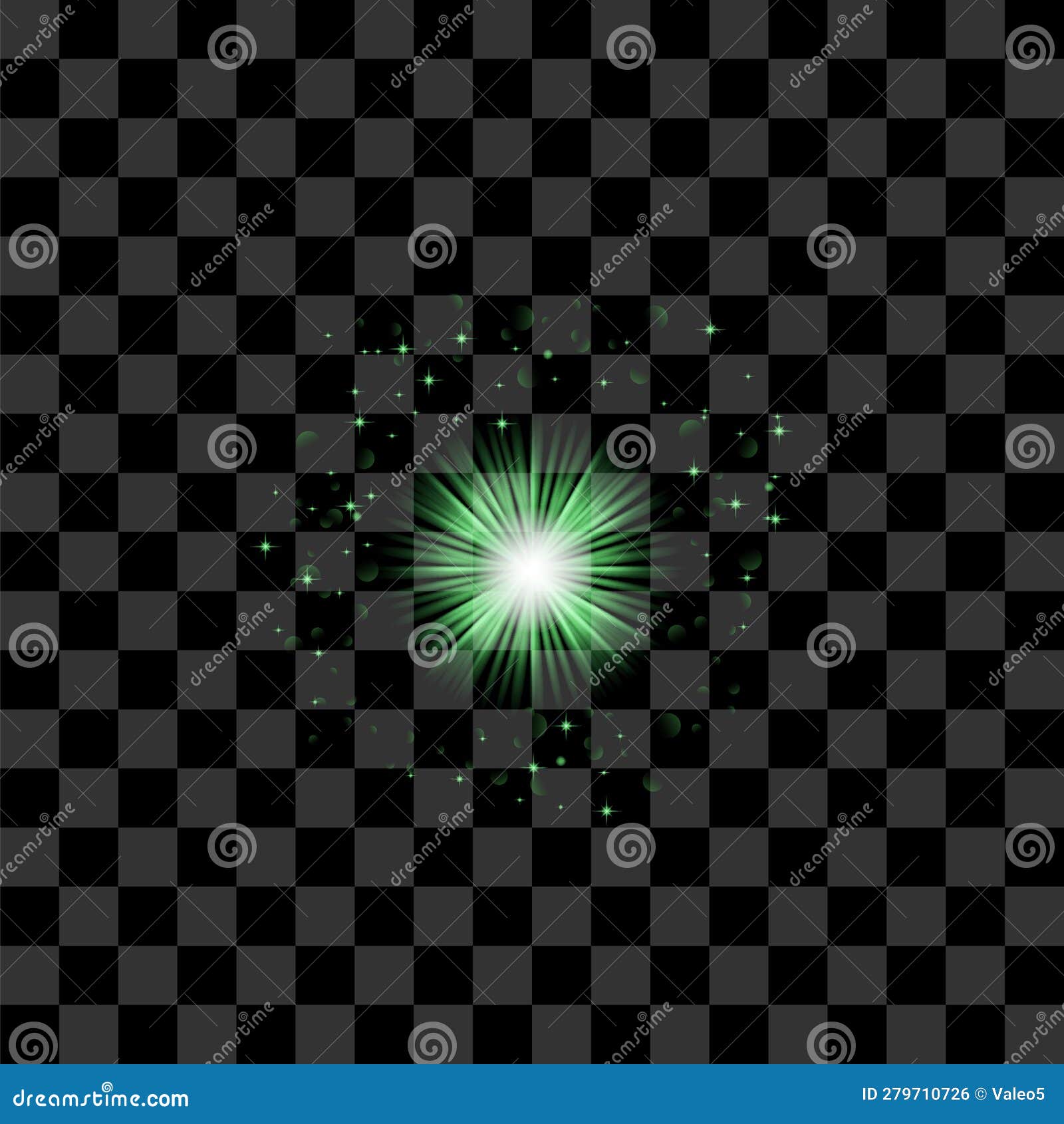 Vector Green Light Effect Set on Checkered Background. Water ...