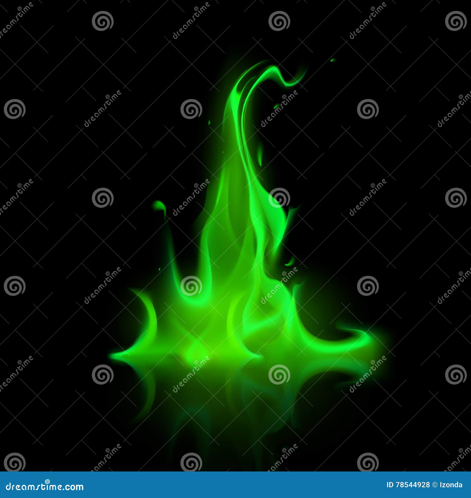 Vector Green Magic Fire Flame Bonfire on Background Stock Vector ...