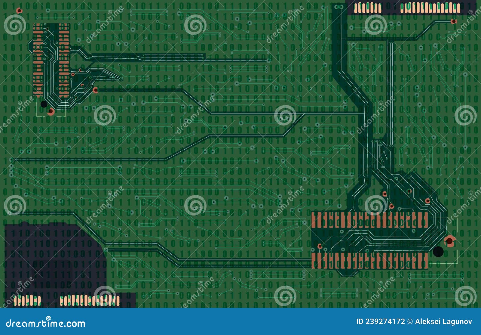 Vector Green Microscheme Background with Binary Code, Zero and One ...