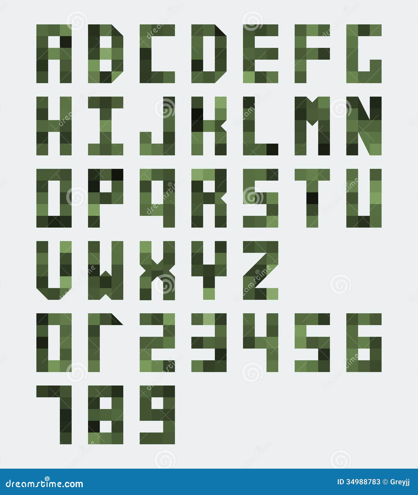 Vector Green Monospaced Font Stock Vector - Illustration of dark ...