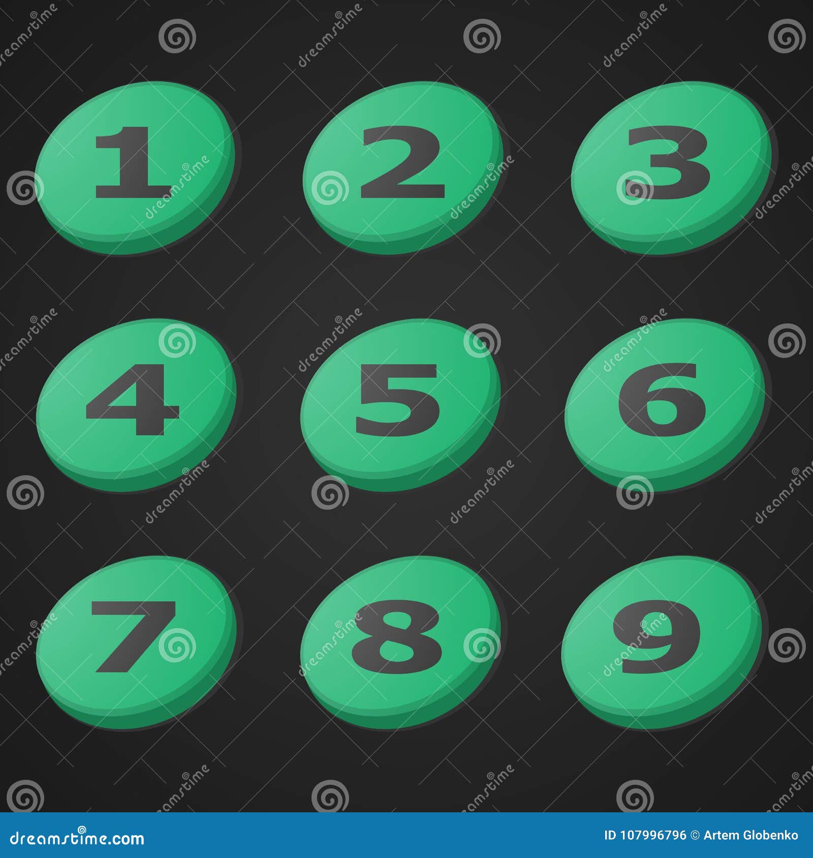 Vector Green Numbering Icons. Design Objects. Stock Vector ...