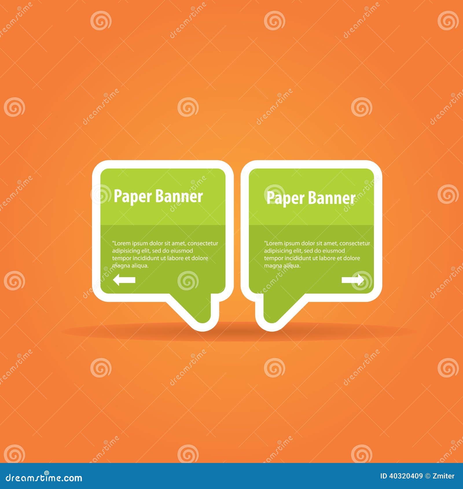 Vector Green Paper Banner on Orange Background Stock Vector ...