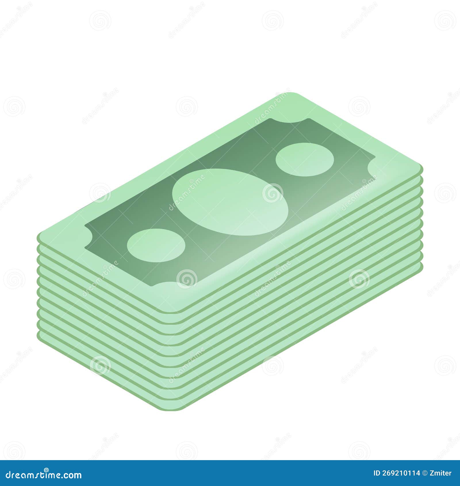 Vector Green Paper Dollars Banknote Stack Isolated on White Background ...