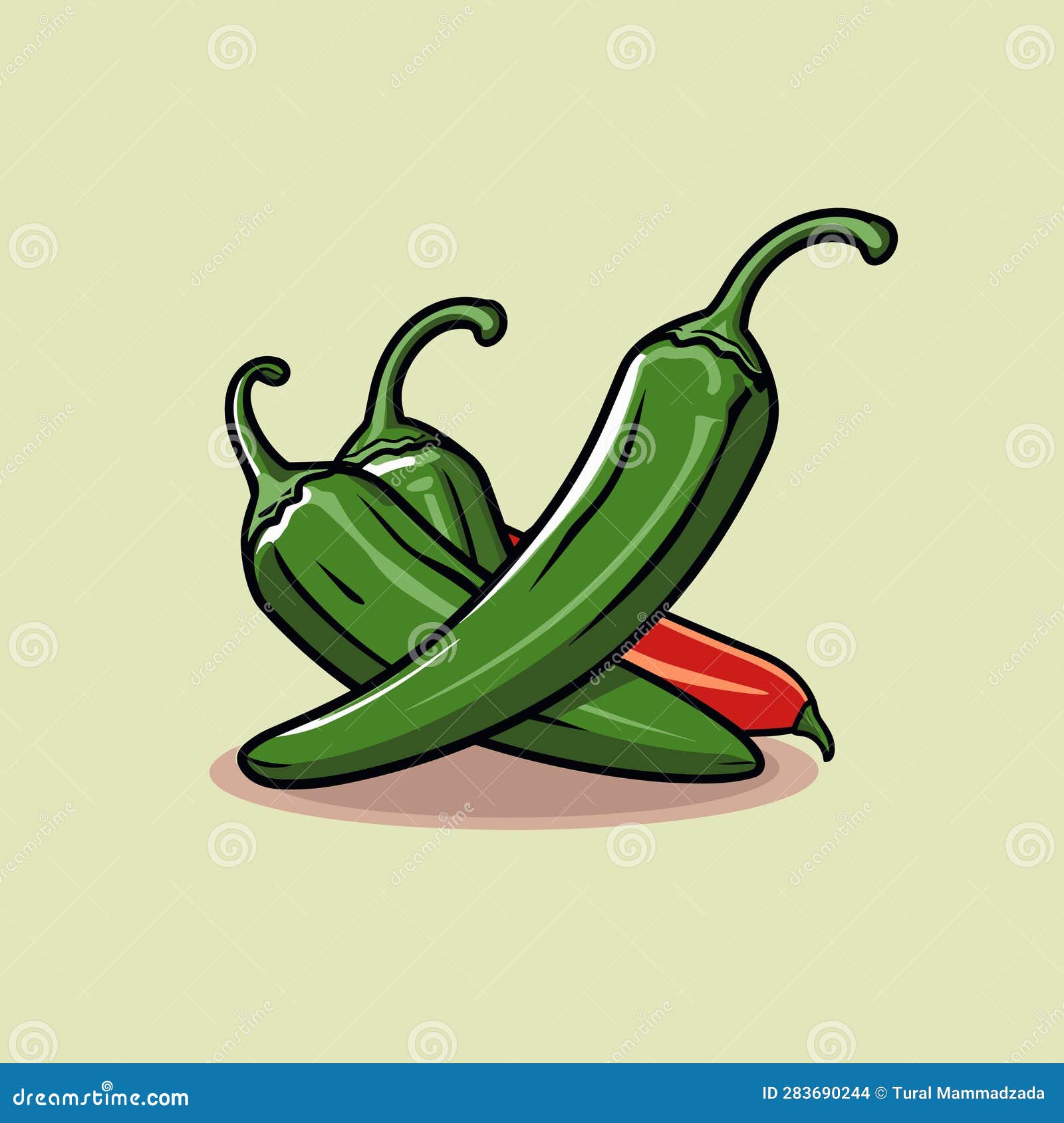 Vector of Green Pepper Icons Arranged in a Stack Stock Vector ...