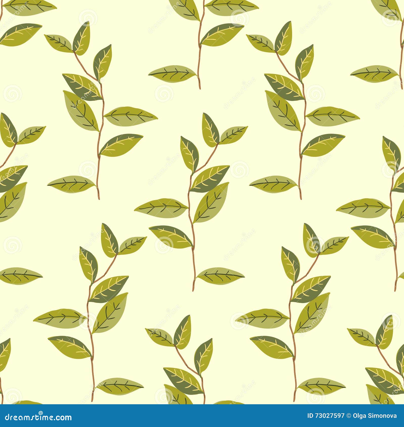 Vector Green Plants Seamless Pattern Background Stock Vector ...