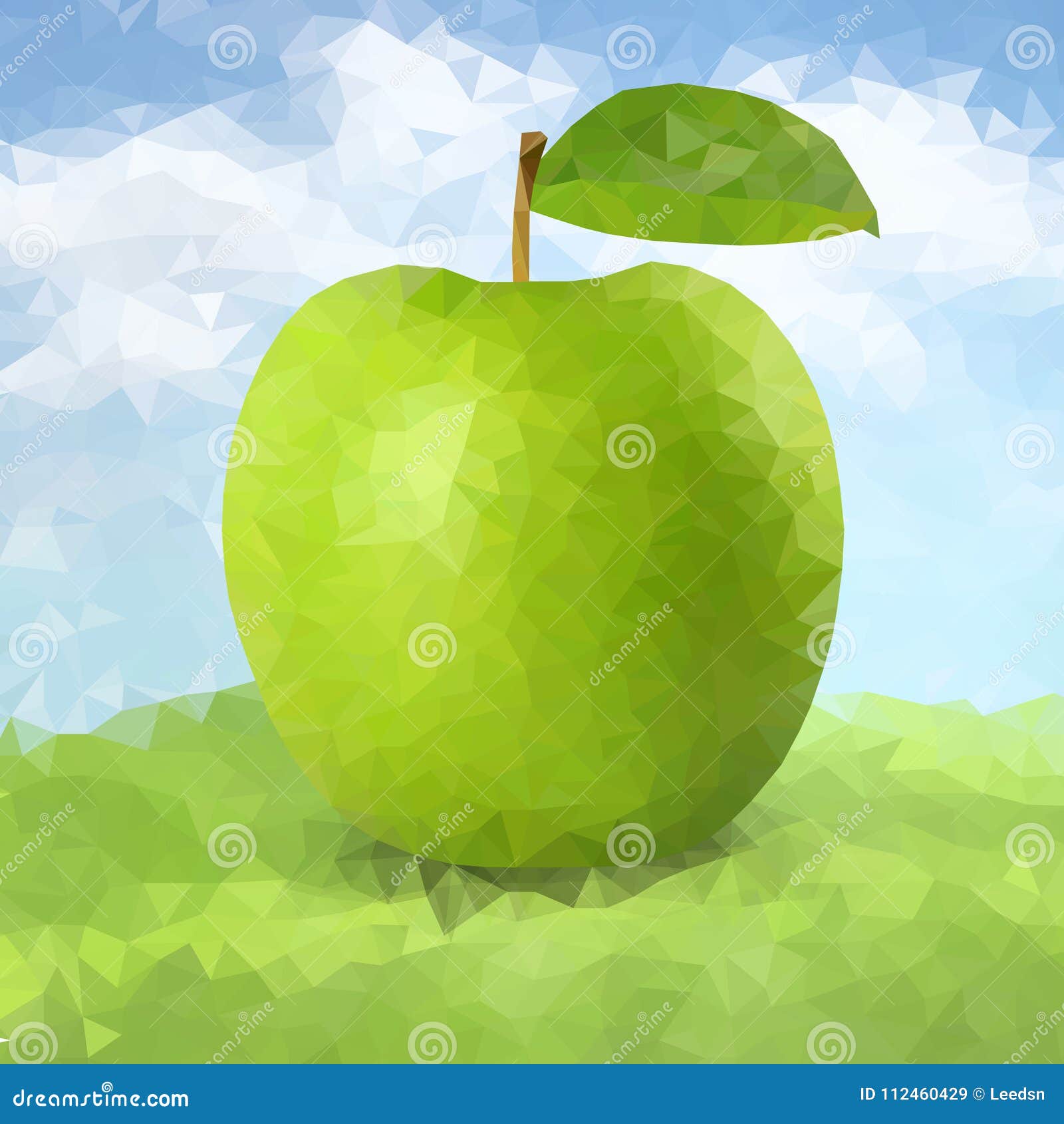 Vector Green Polygonal Apple Stock Vector - Illustration of geometric ...