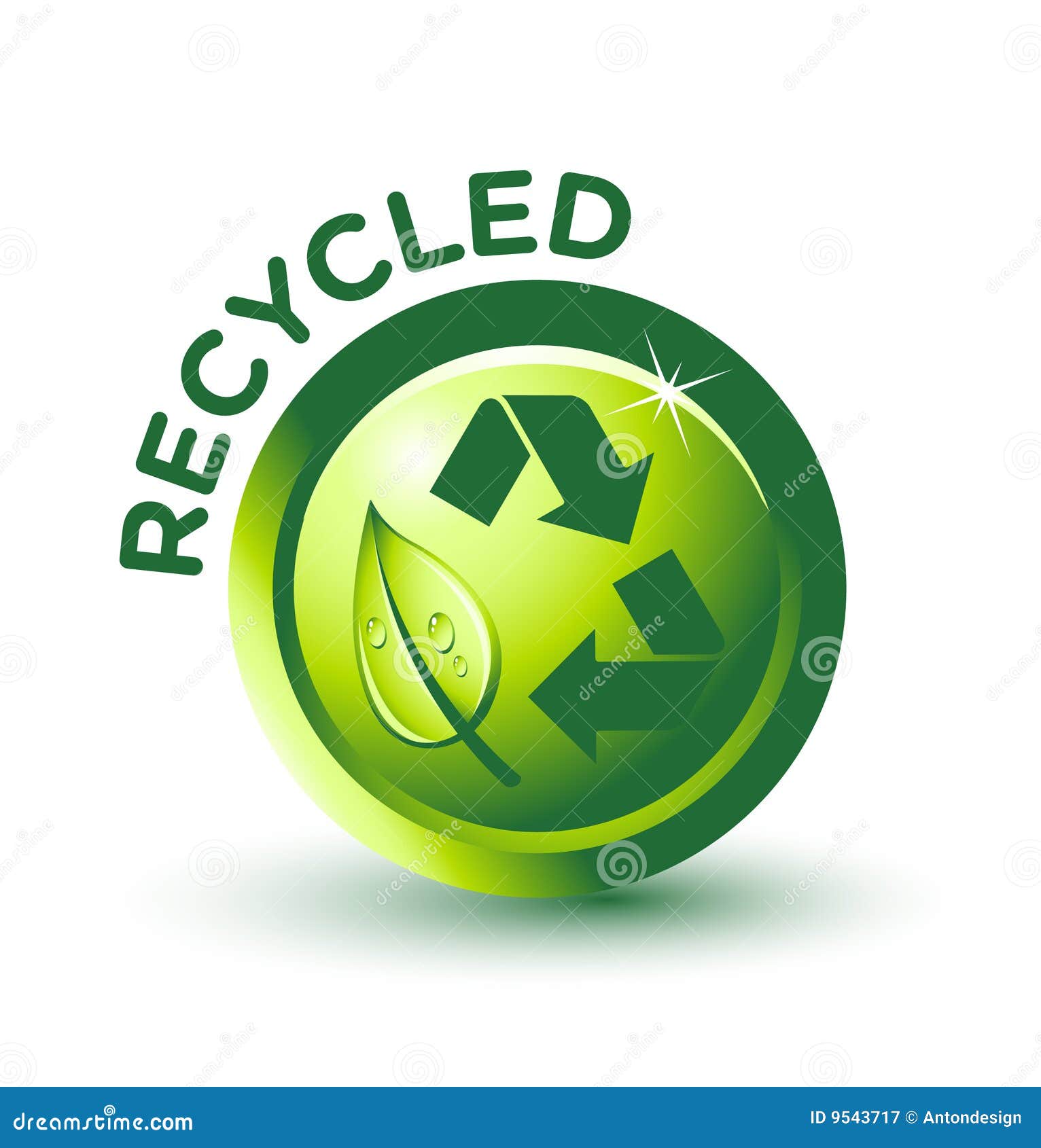 Vector Green RECYCLED Label Stock Vector - Illustration of paper ...