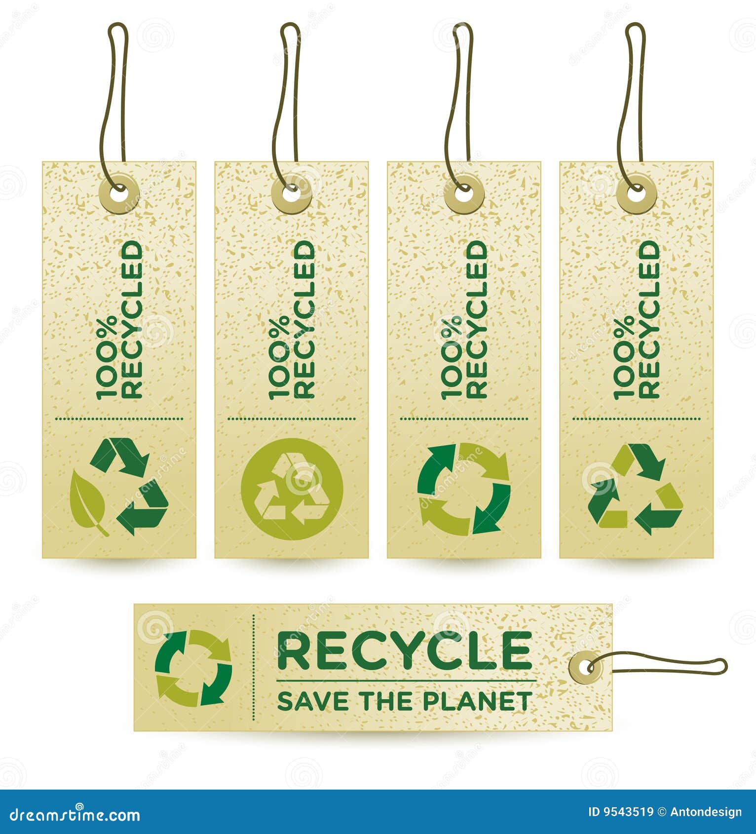 Vector GREEN RECYCLED Labels Stock Vector - Illustration of rectangle ...