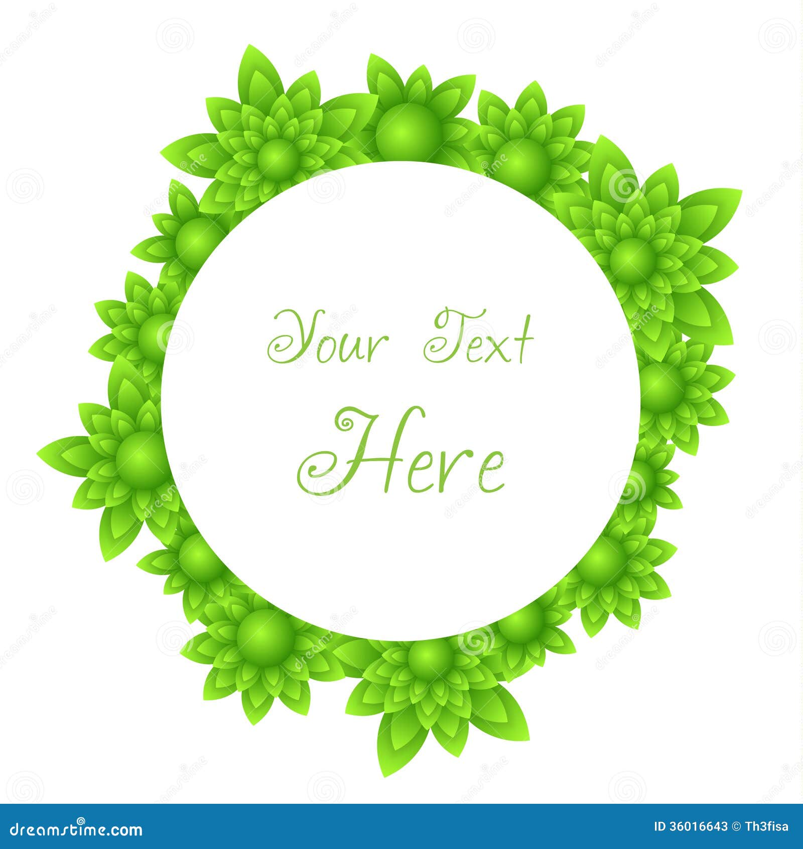 Vector Green Rounded Flower Frame Stock Vector - Illustration of happy ...