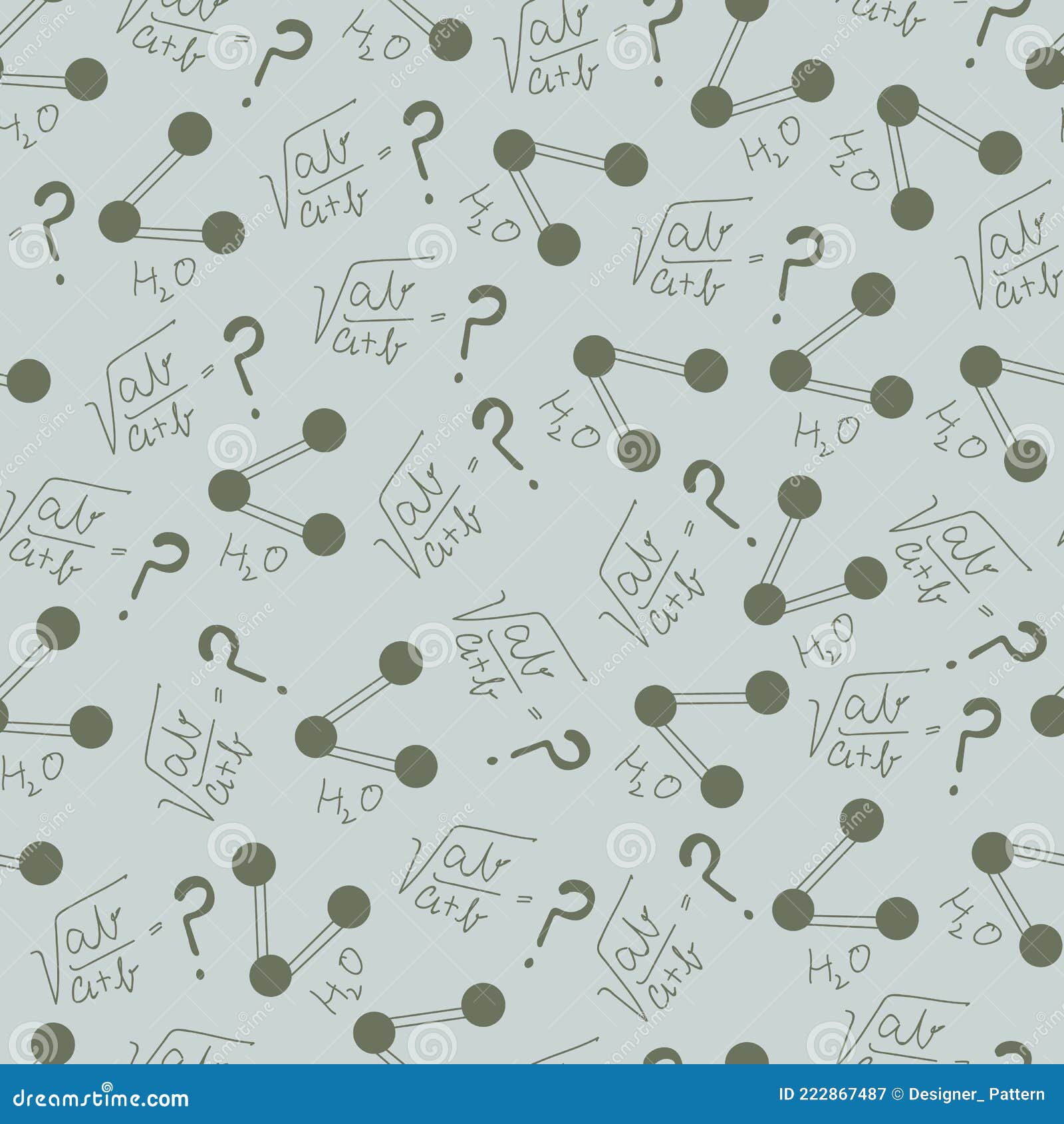 Vector Green Science Molecules and Text Formula Seamless Pattern ...