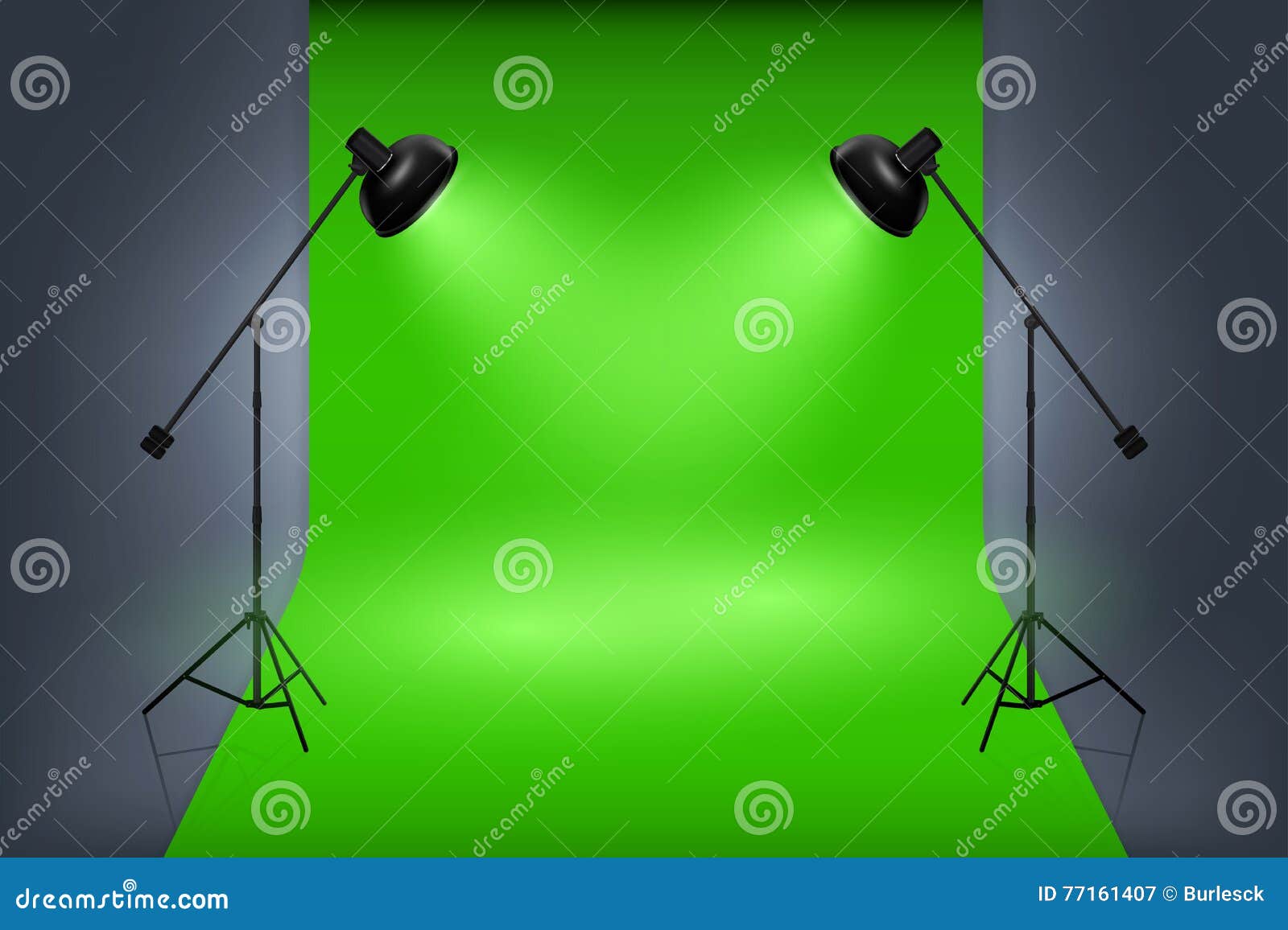 Vector Green Screen Studio Interior with Spotlights Stock Vector ...