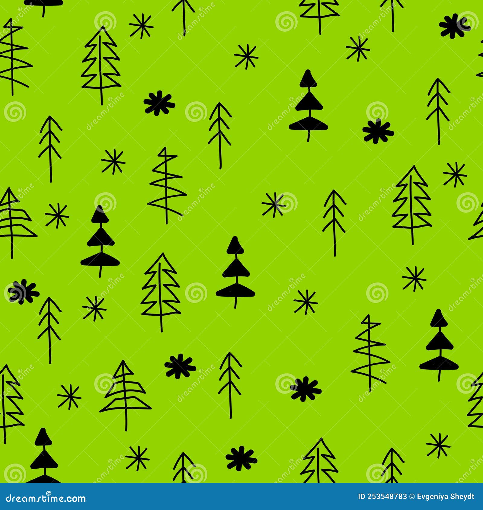 Vector Green Seamless Pattern of Christmas Tree Stock Vector ...