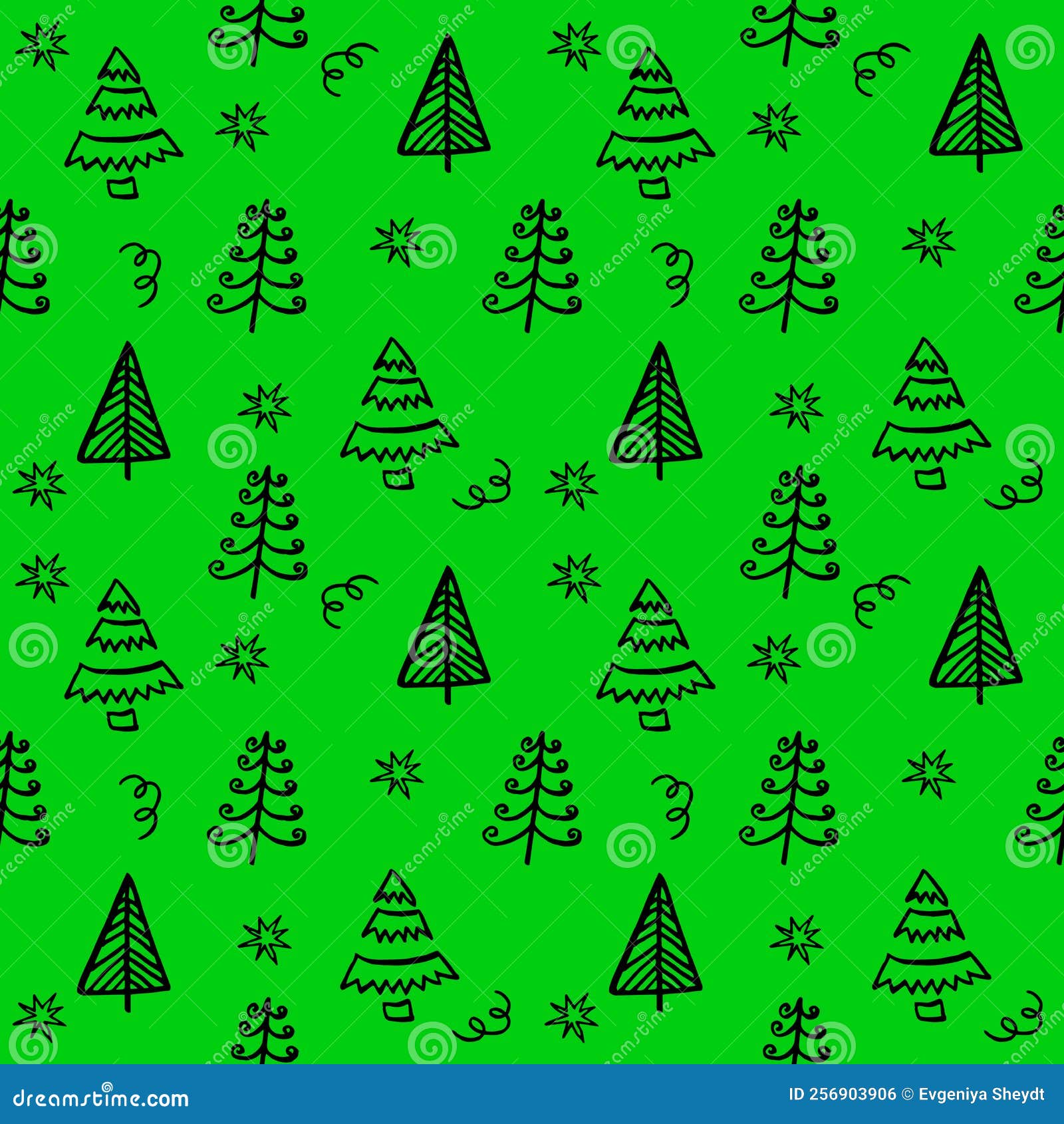 Vector Green Seamless Pattern of Christmas Tree Stock Vector ...