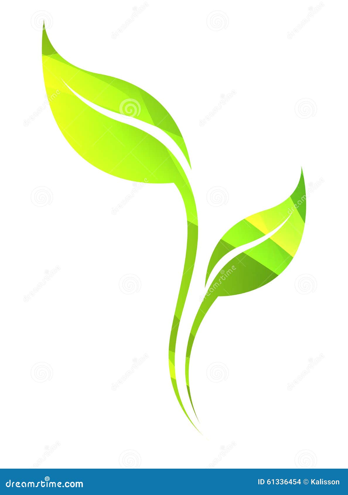 Vector Green Spring Leaf Isolated on White. Color Eco Icon. Stock ...