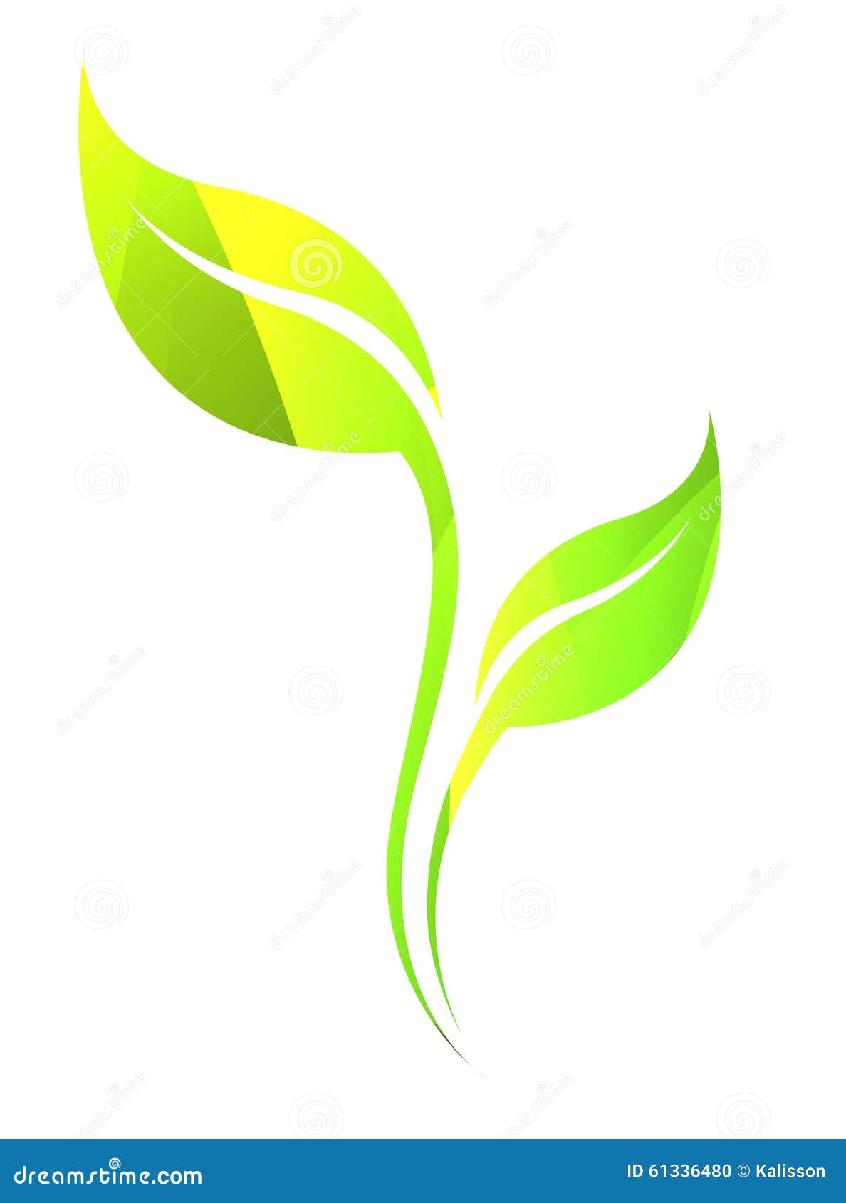 Vector Green Spring Leaf Isolated on White. Color Eco Icon. Stock ...