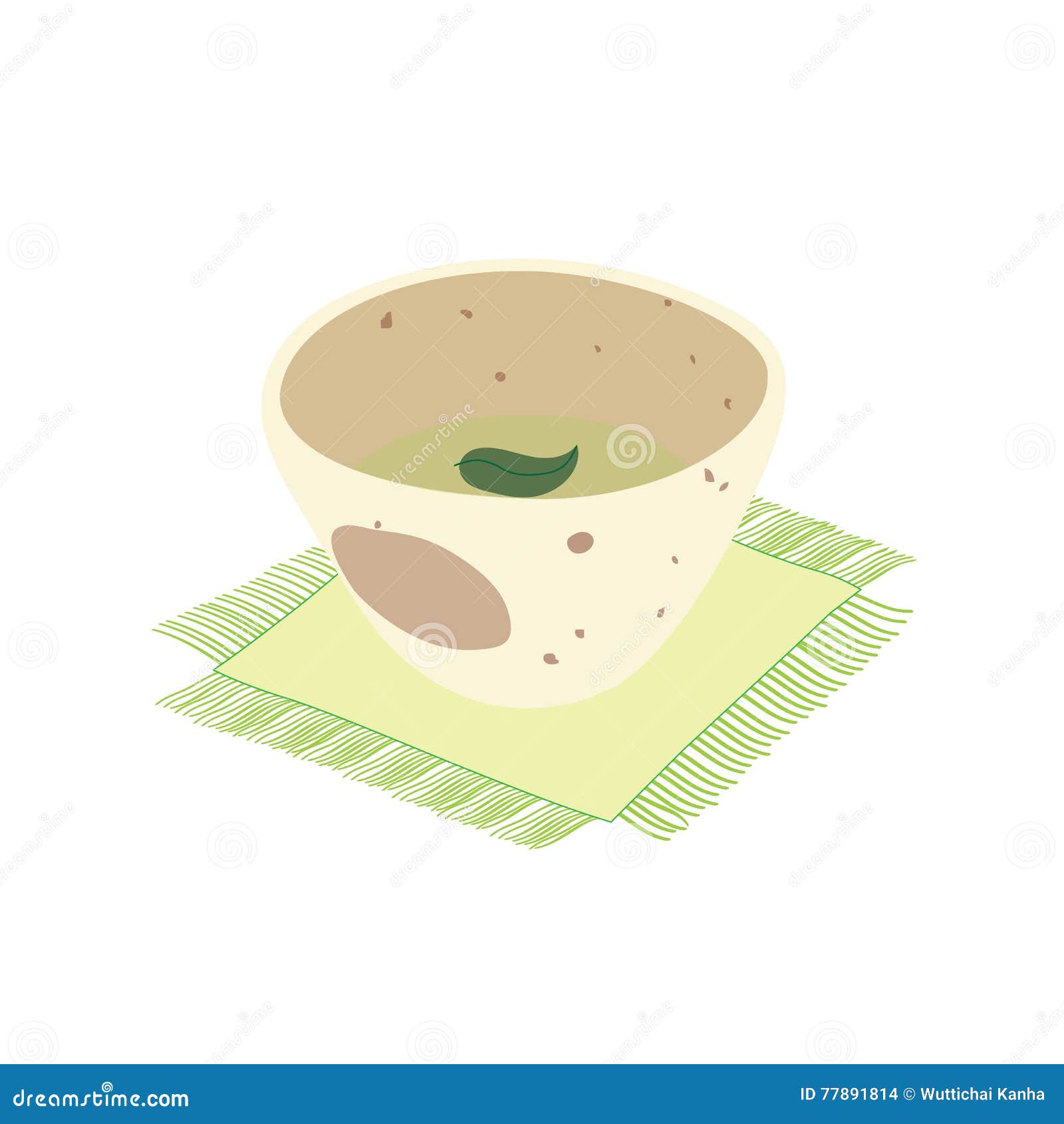 Vector green tea cup stock vector. Illustration of aromatic - 77891814