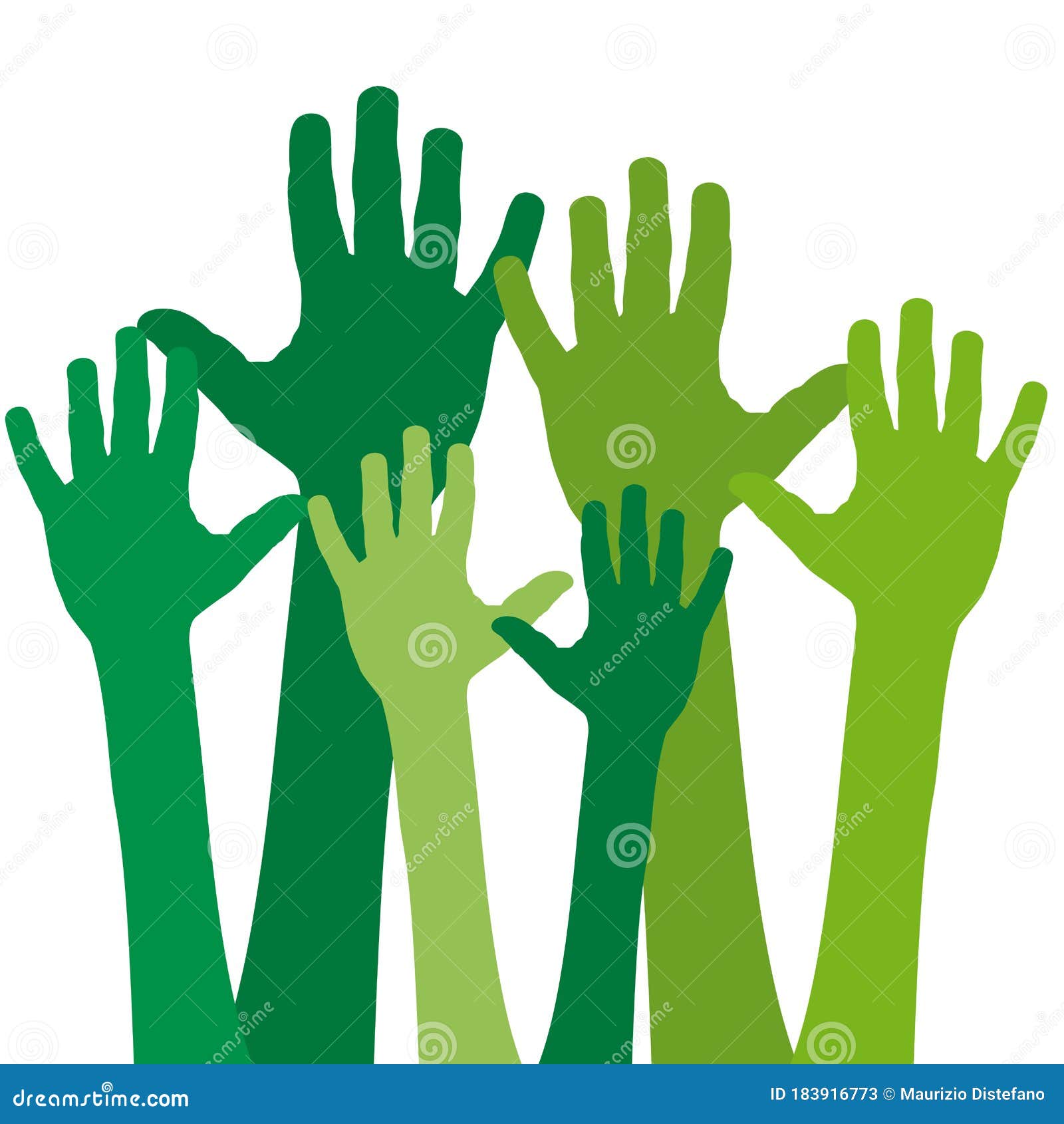Vector Green Teamwork, Green High Hands Stock Illustration ...